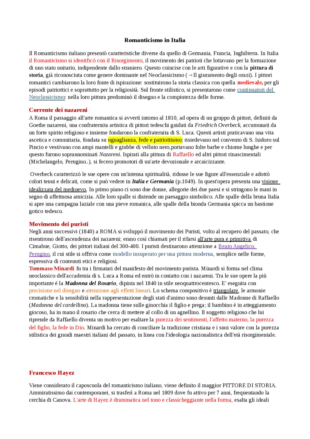 Romanticismo in Italia - Docsity