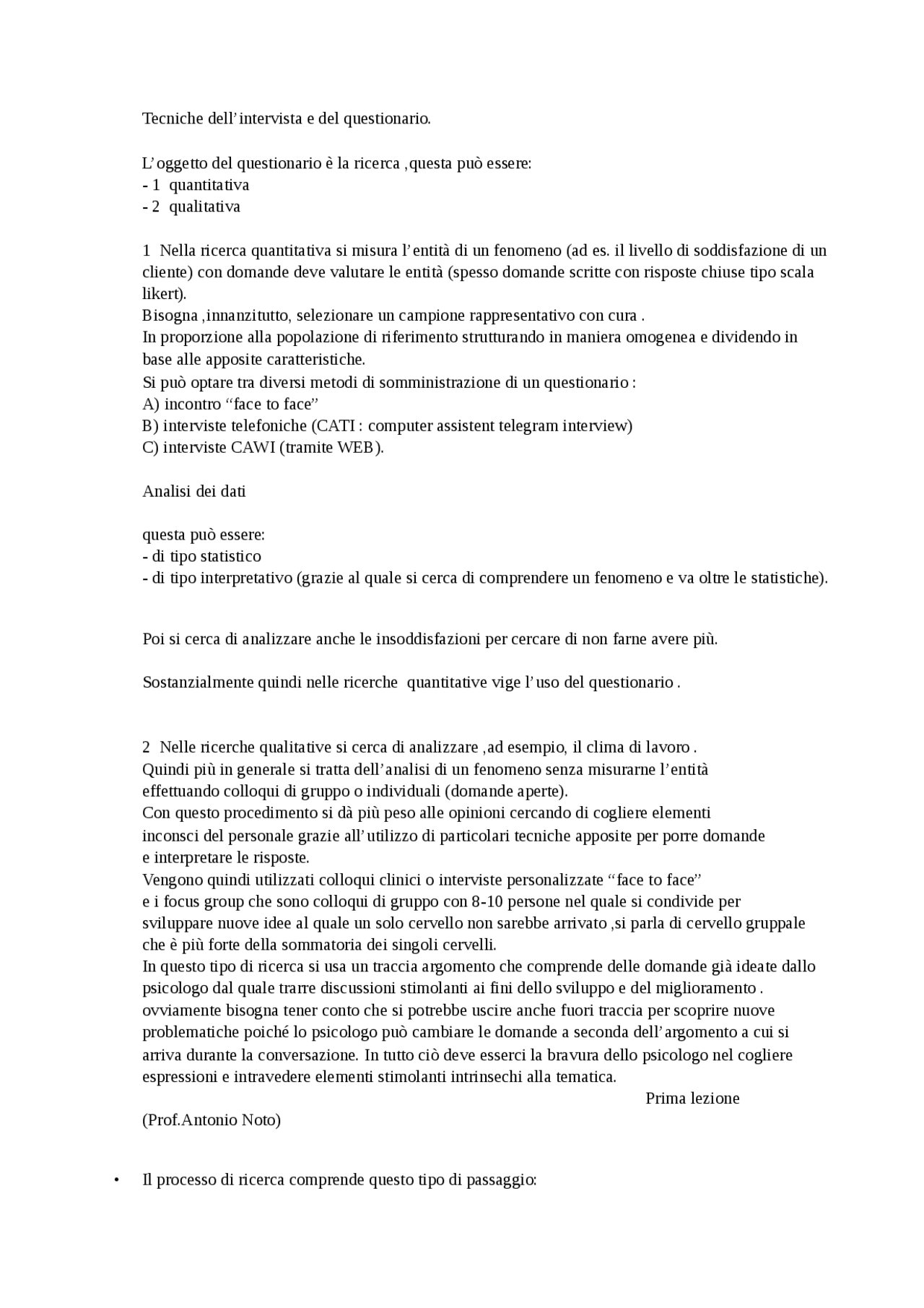 Tecniche Dellintervista E Del Questionario Docsity