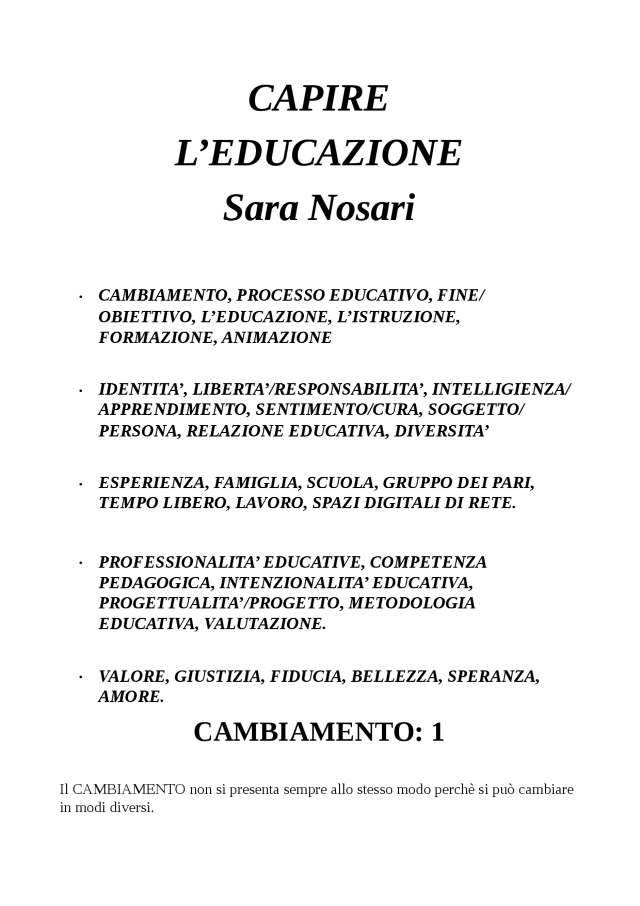 Capire Leducazione Sara Nosari Docsity