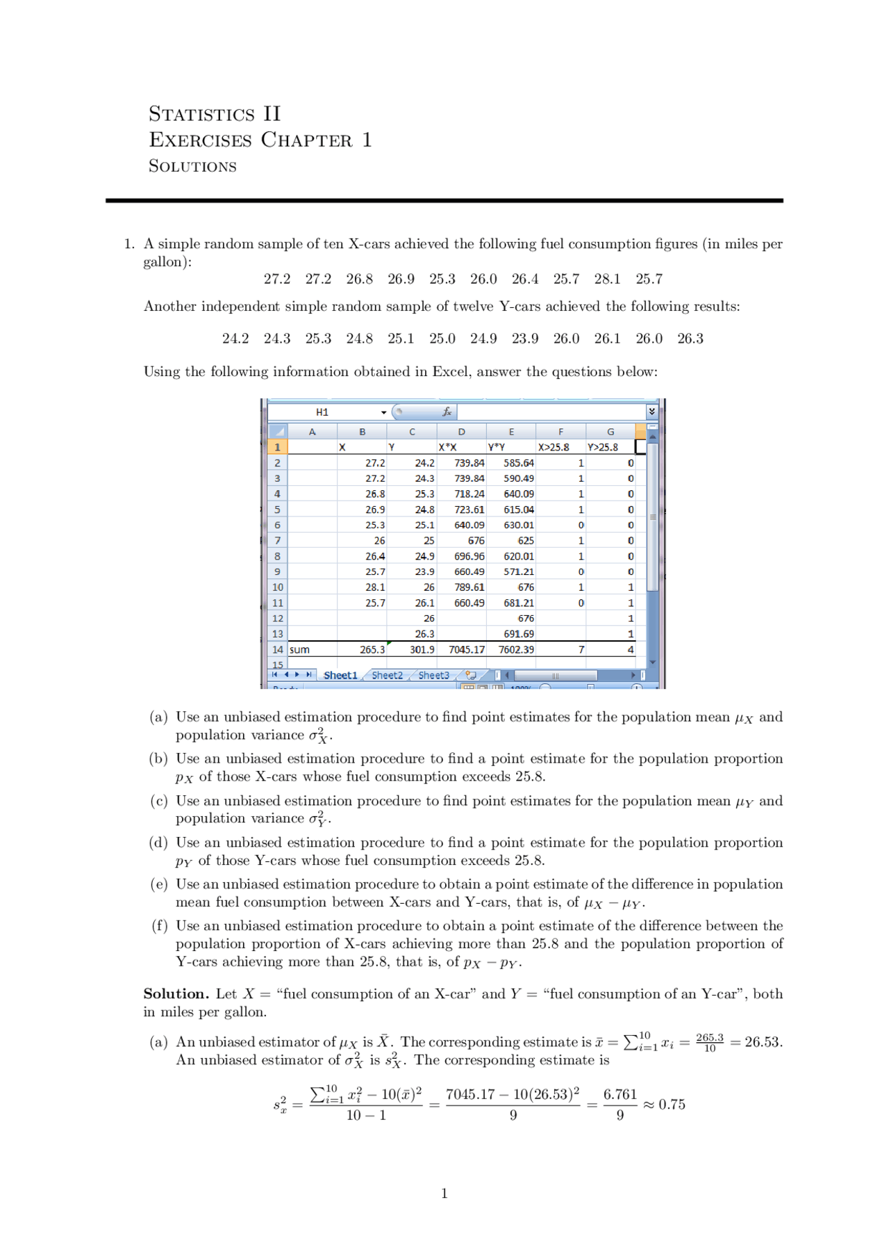 Exercises Topic 1 Statistics Ii Uc3m Ejercicios De Estadística Docsity