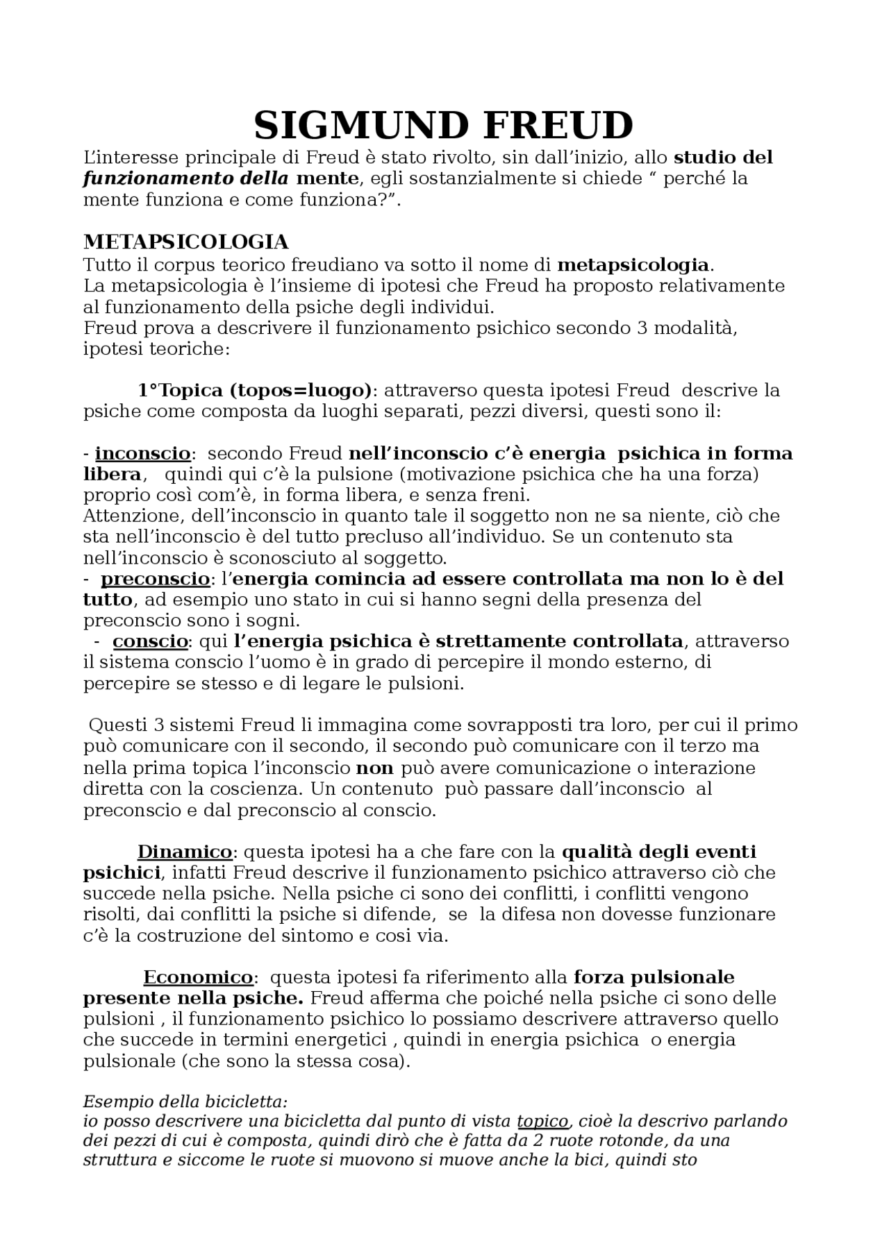 Schema Su Freud Appunti Docsity