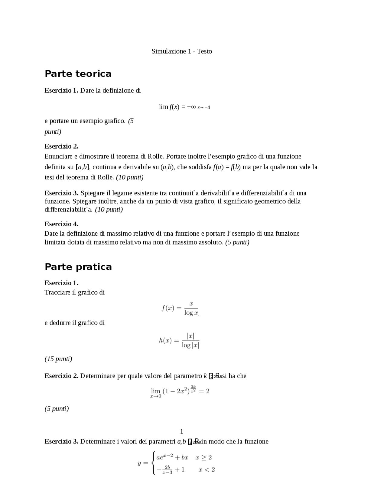 Esercitazione Matematica Generale Docsity