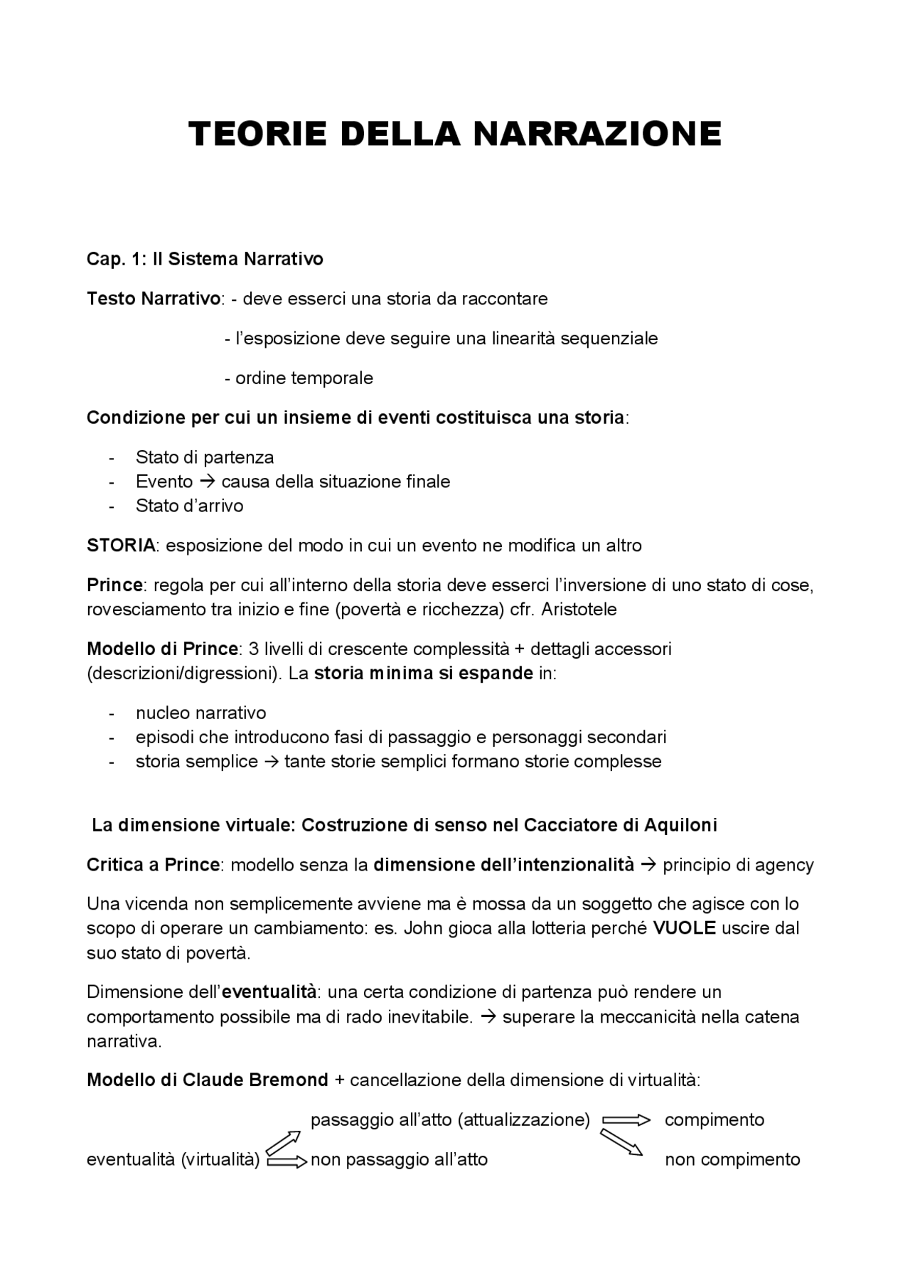 Riassunto Libro Teorie Della Narrazione Prof Ferraro Docsity