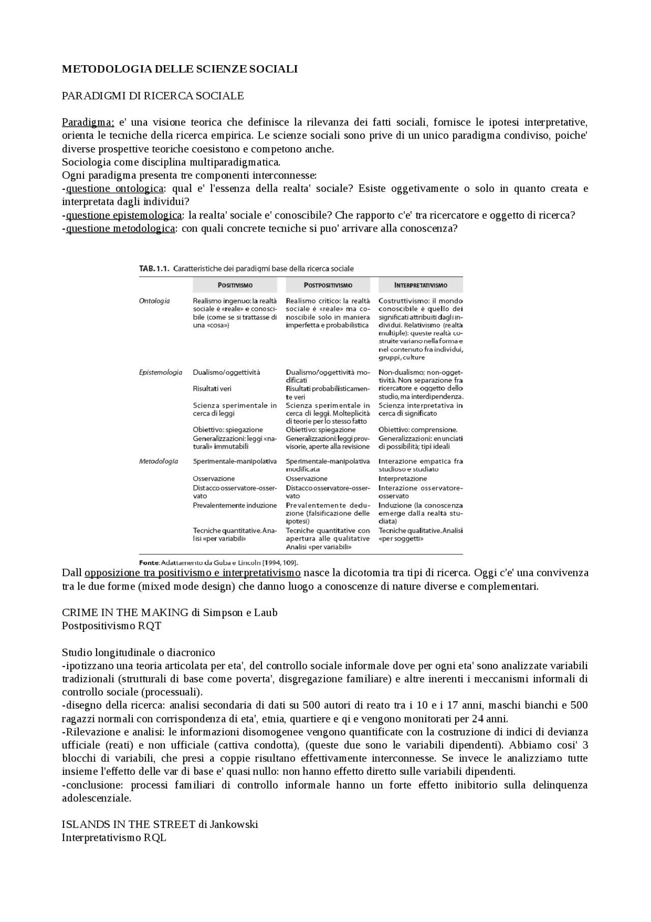 Metodologia Delle Scienze Sociali Docsity