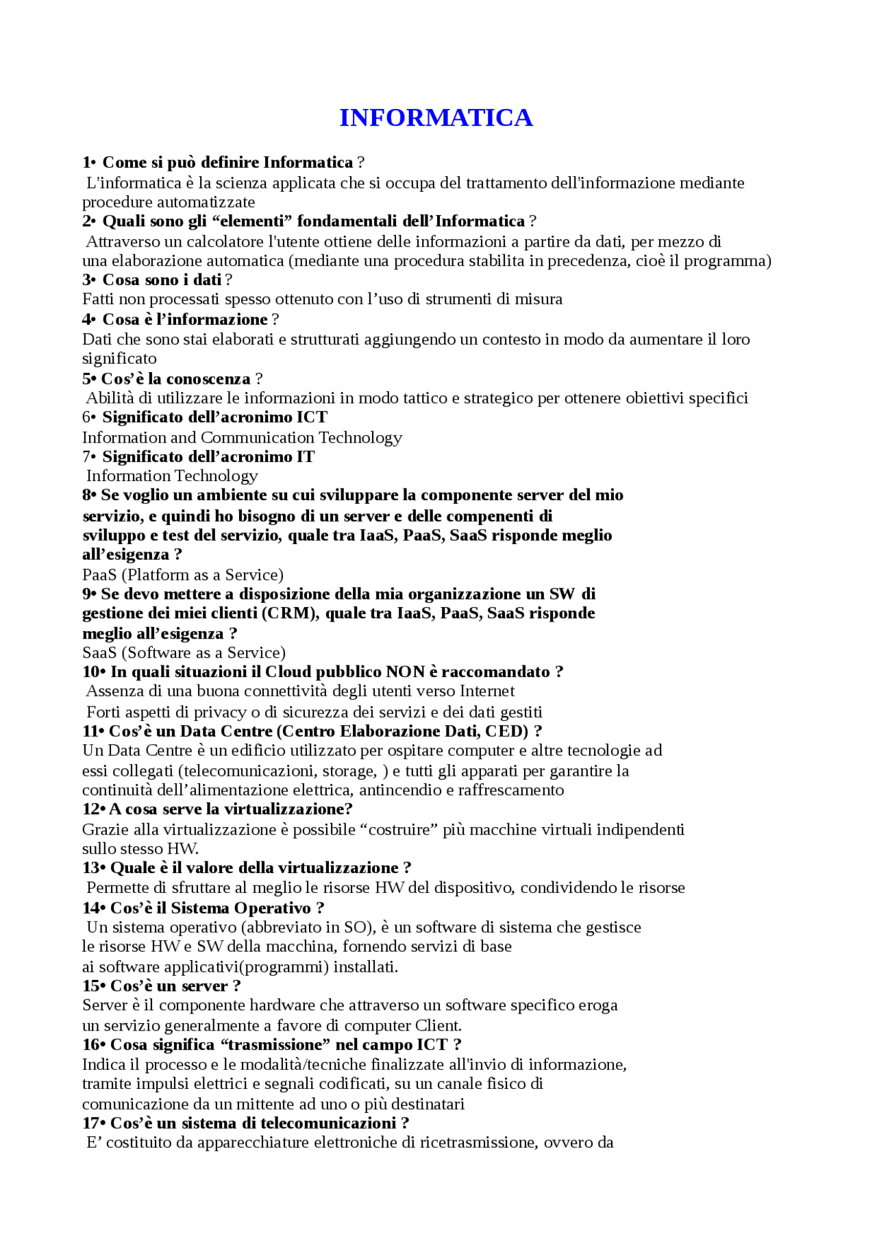 Domande E Risposte Informatica Docsity