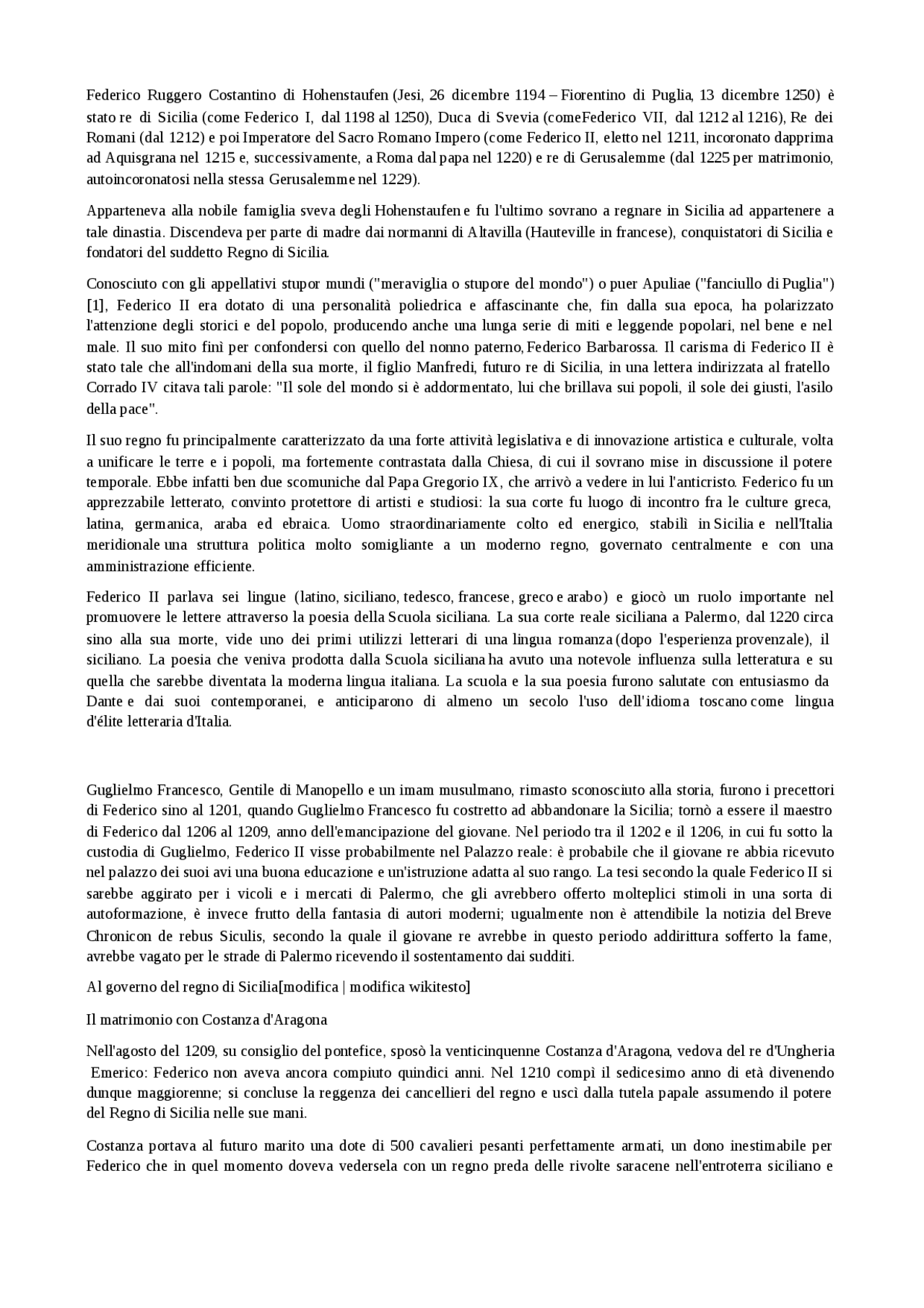 Appunti Su Federico Ii Docsity