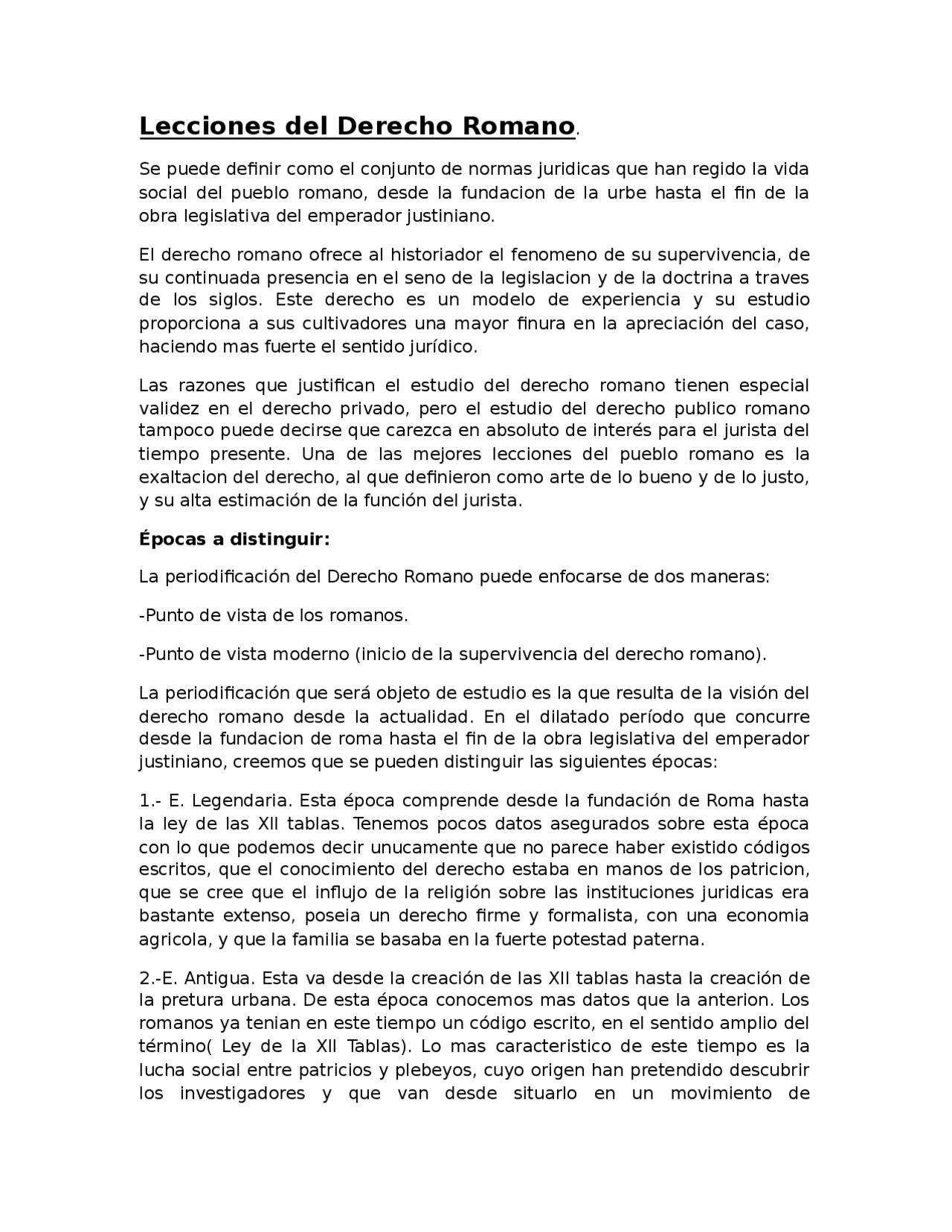 Lecciones de derecho romano - Docsity