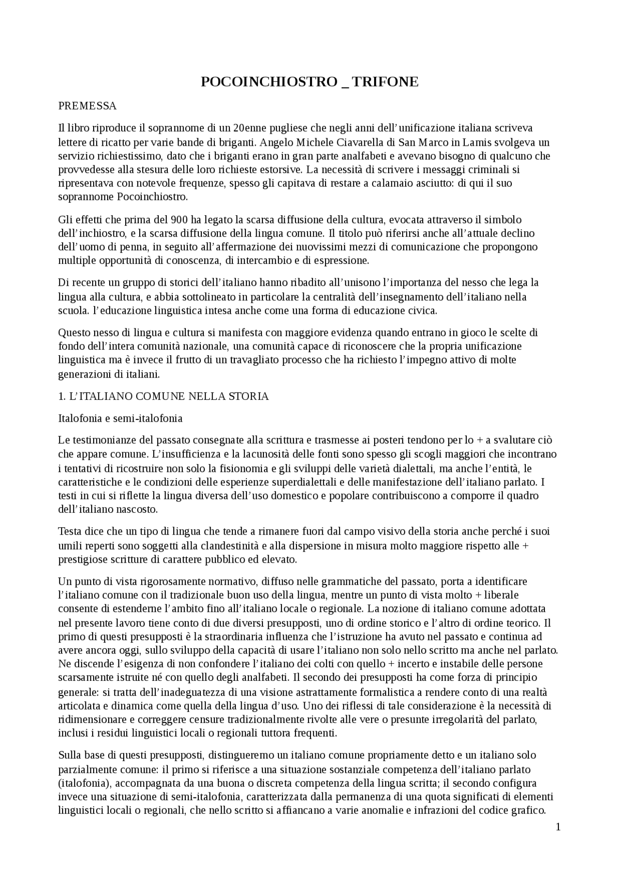 Pocoinchiostro Trifone Docsity
