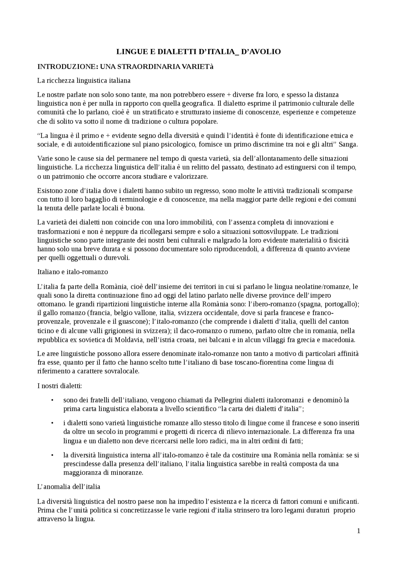 Lingue E Dialetti Ditalia Docsity