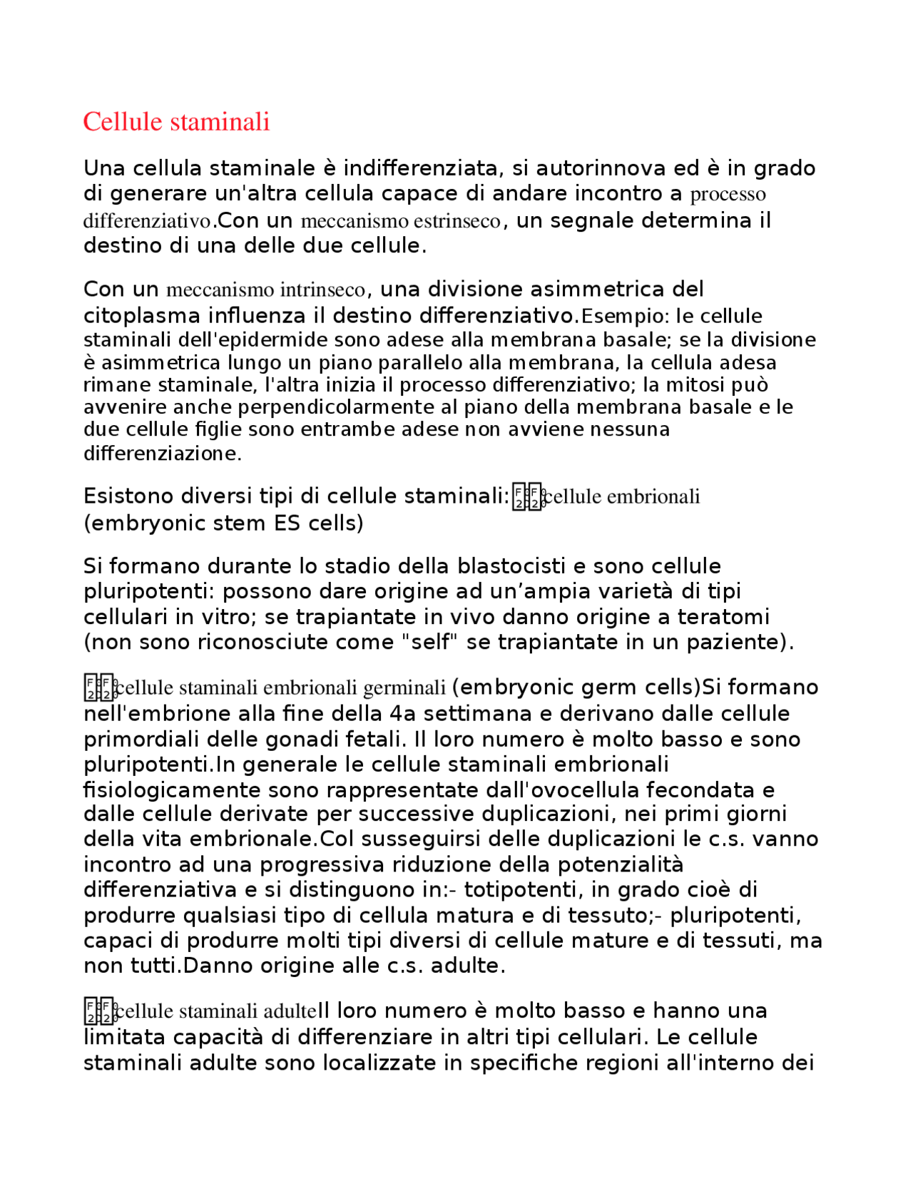 Istologia Cellule Staminali Docsity