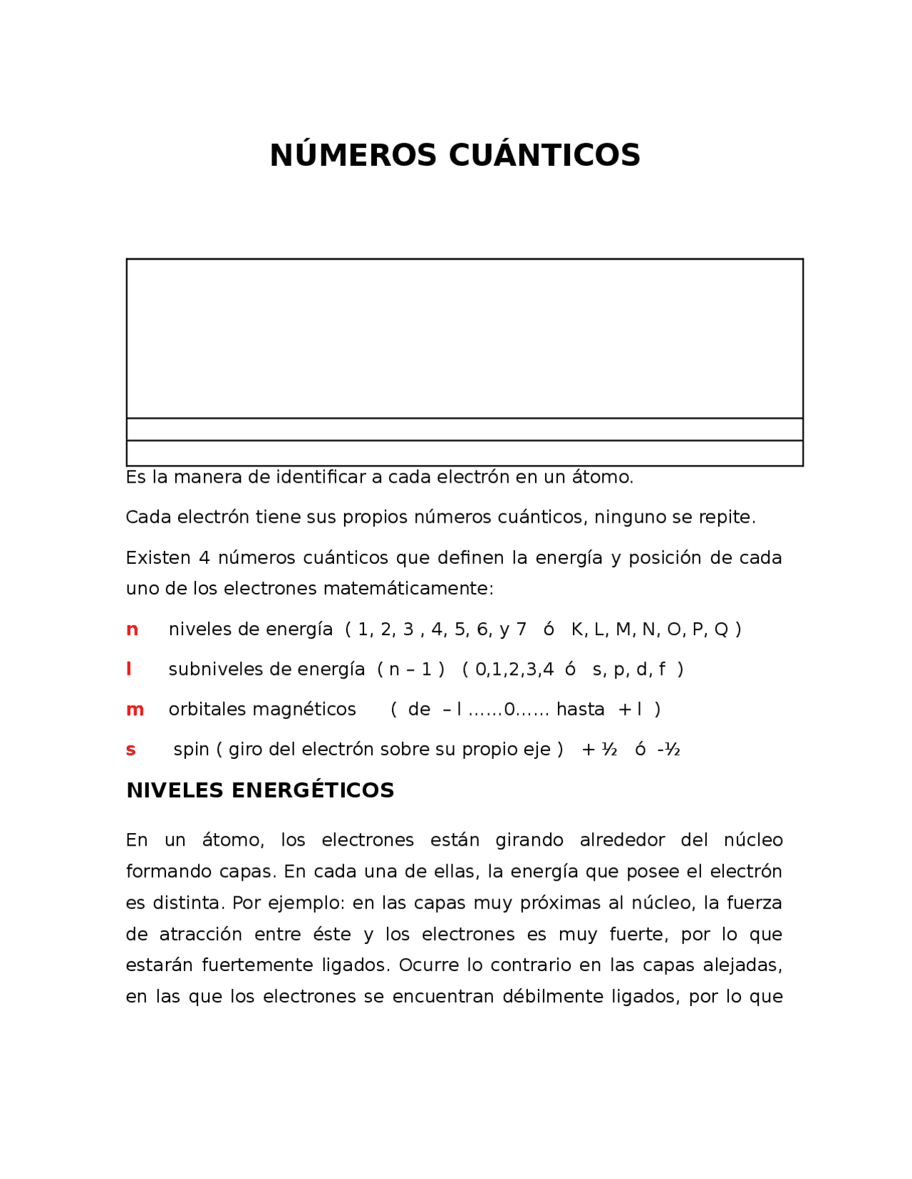 Números Cuánticos Explicación Y Ejemplos Docsity