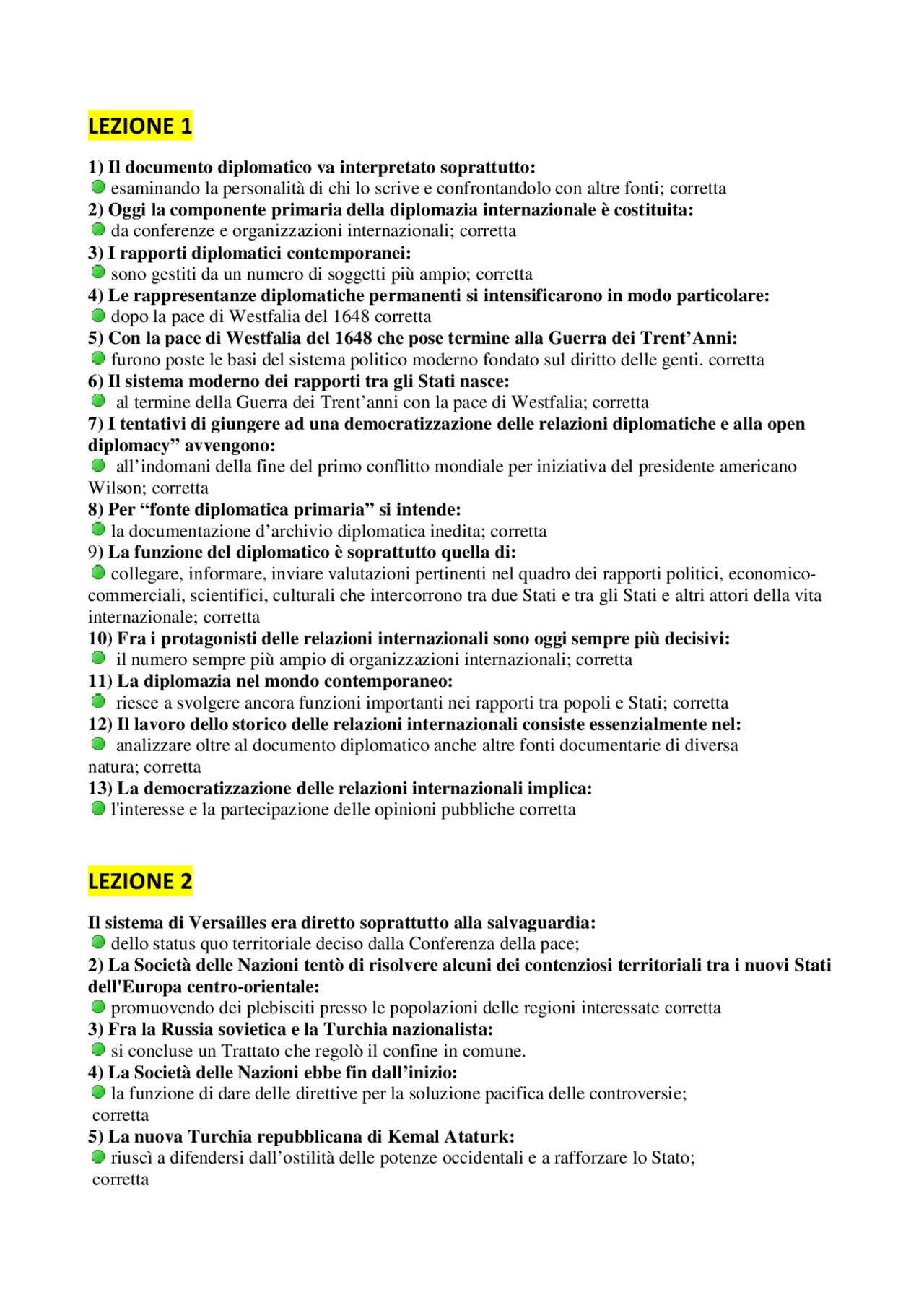Test Storia Delle Relazioni Internazionali Docsity