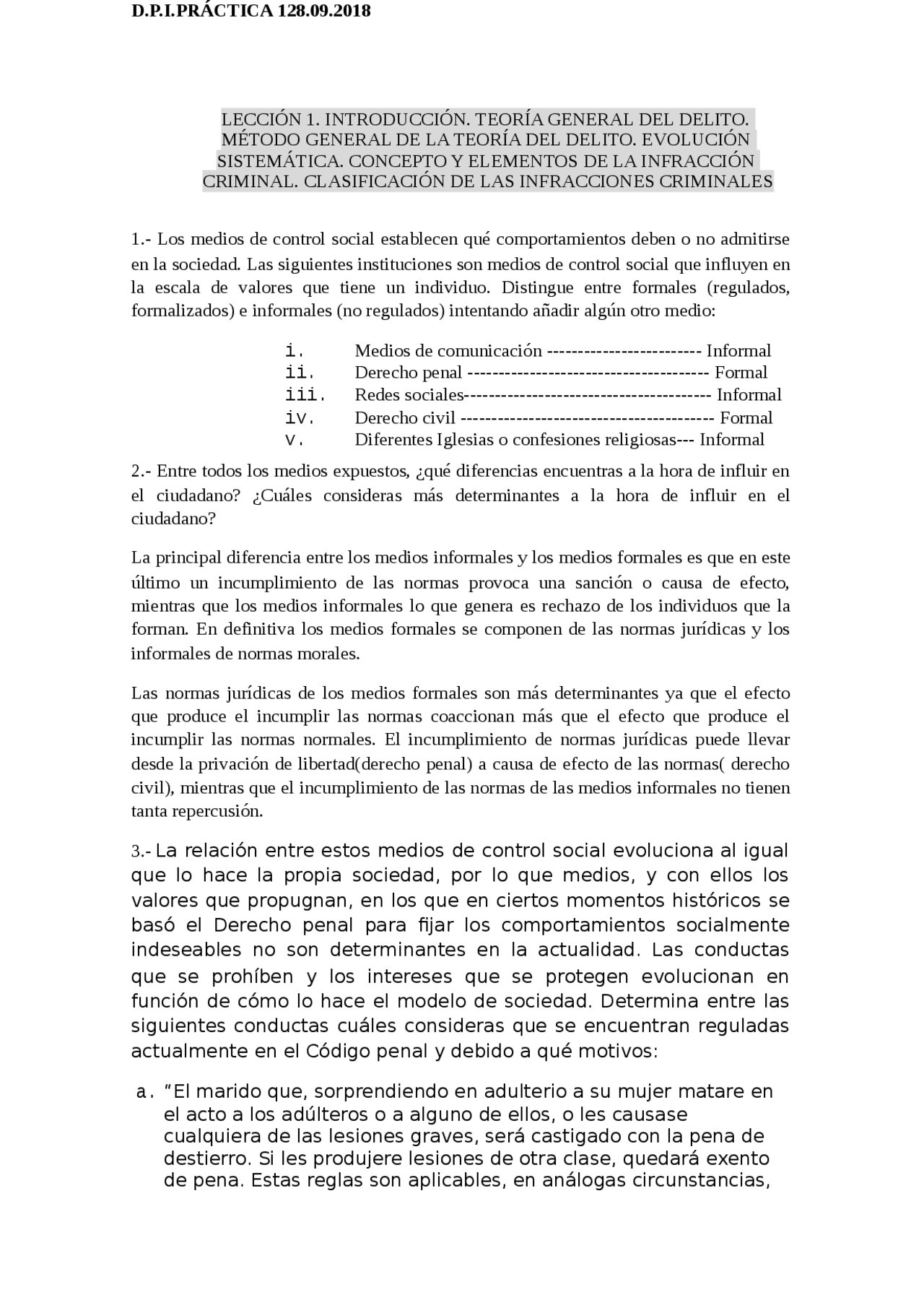 Ejercicio Derecho Penal 1 Docsity