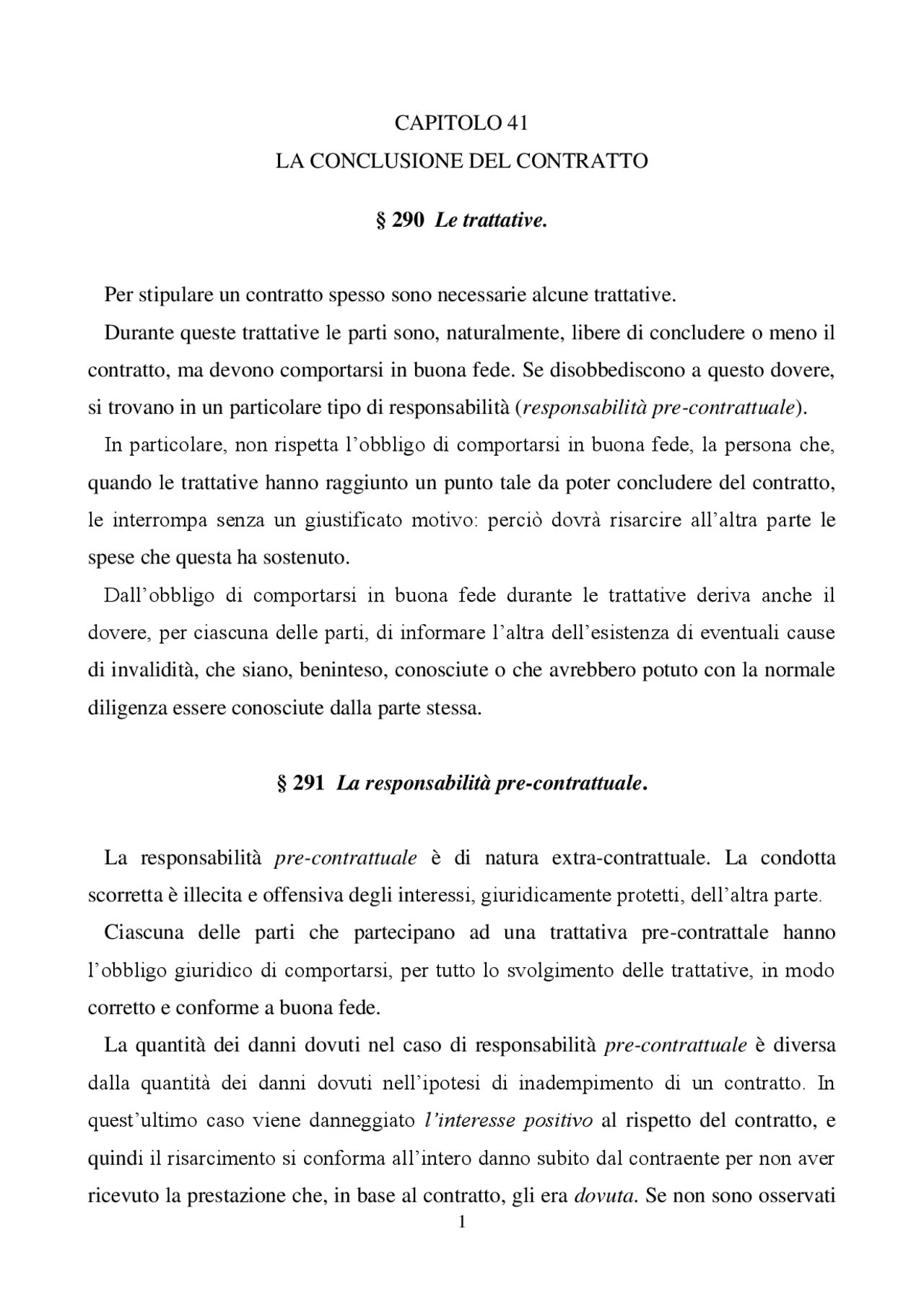 La conclusione del contratto - Docsity
