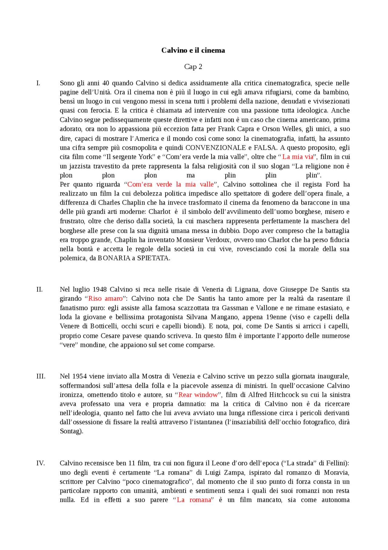 Calvino e il cinema (Vito Santoro) - Docsity