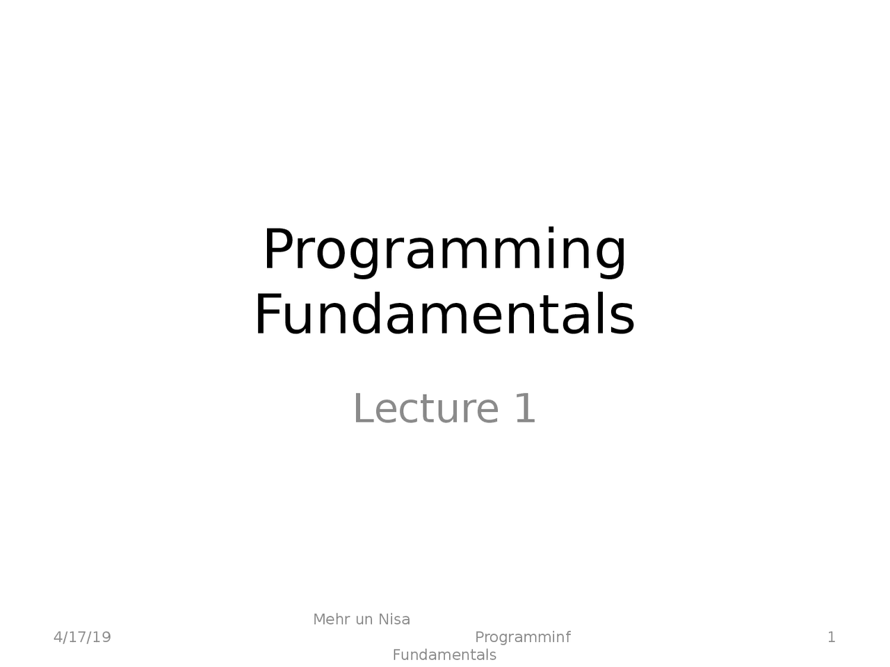 Progamming Fundamentals Docsity