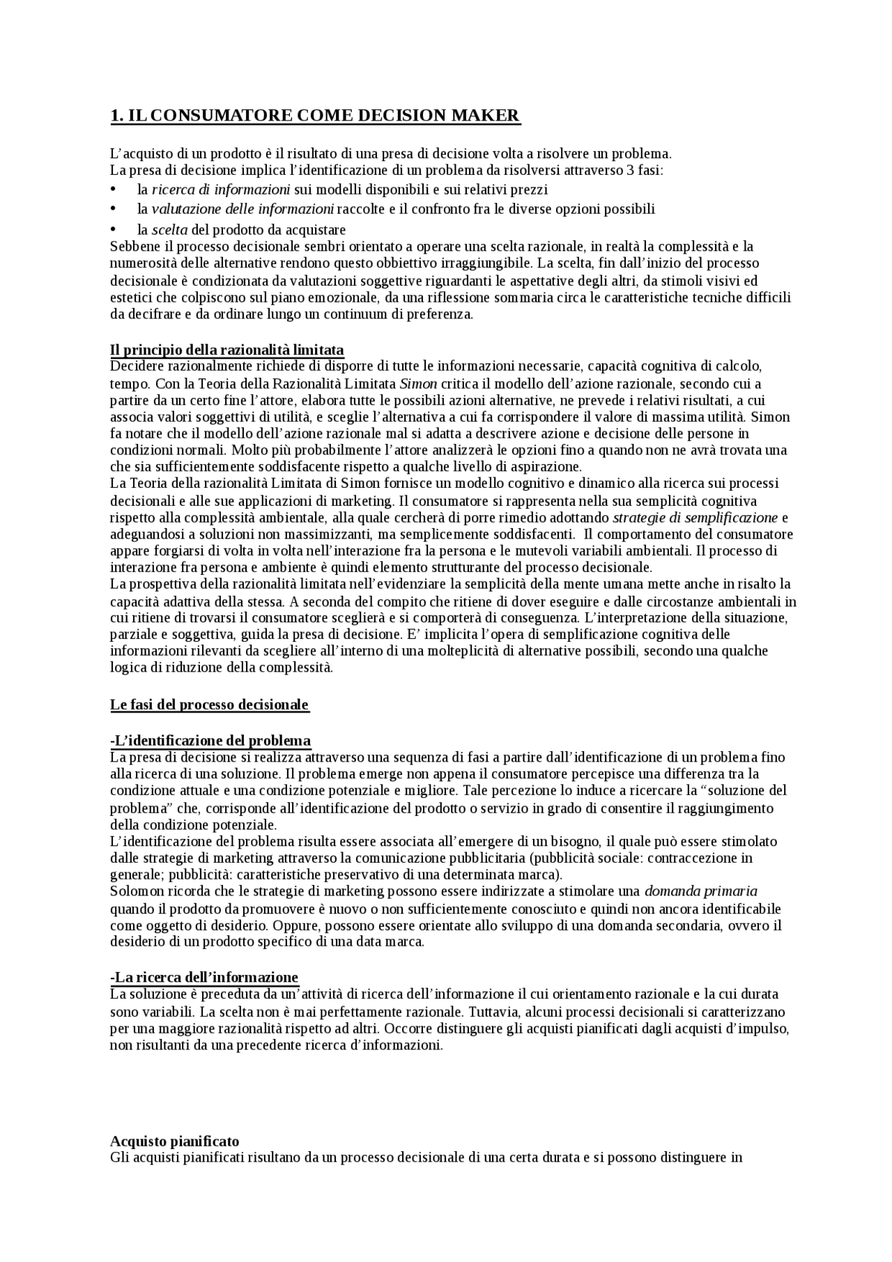 Psicologia Dei Consumi E Neuromarketing Iulm Schemi Riassuntivi Docsity