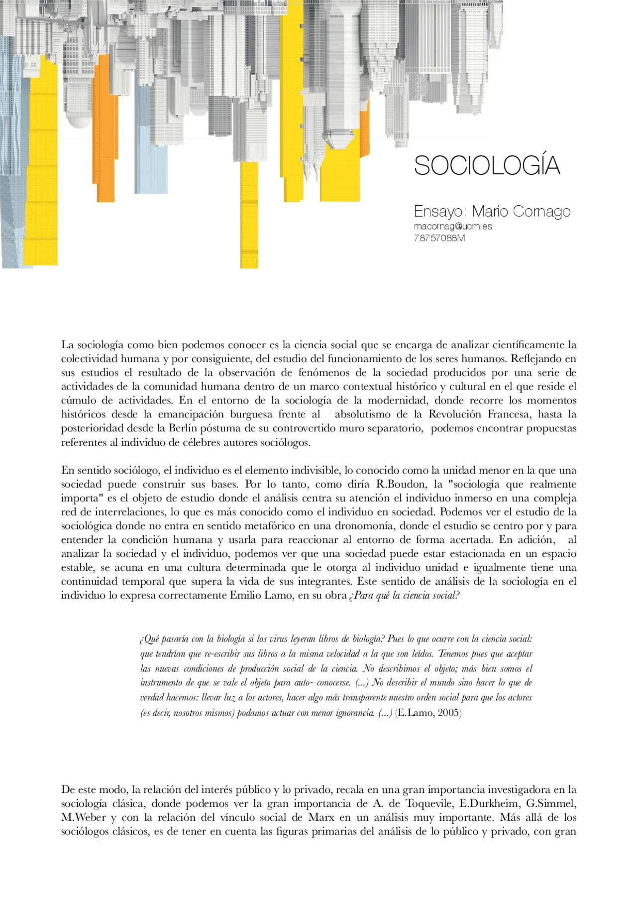 Ensayo SociologÍa IntroducciÓn A La SociologÍa Docsity