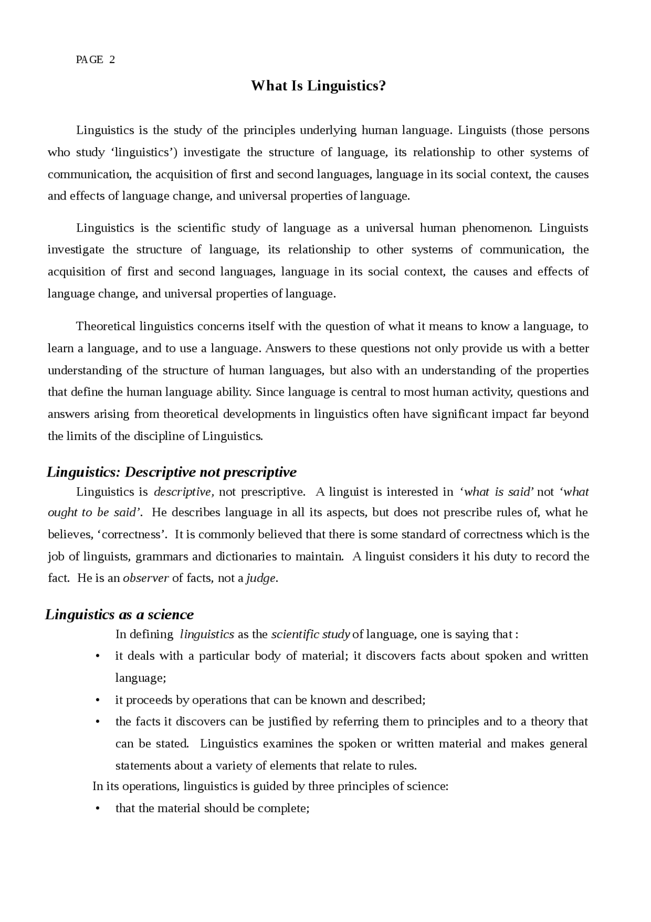 The Basis Of Linguistics Docsity