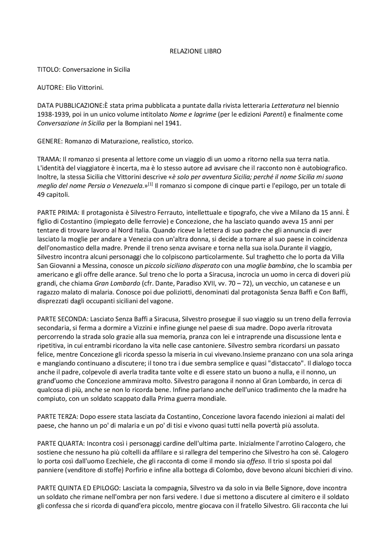 Scheda Libro Conversazione In Sicilia Docsity