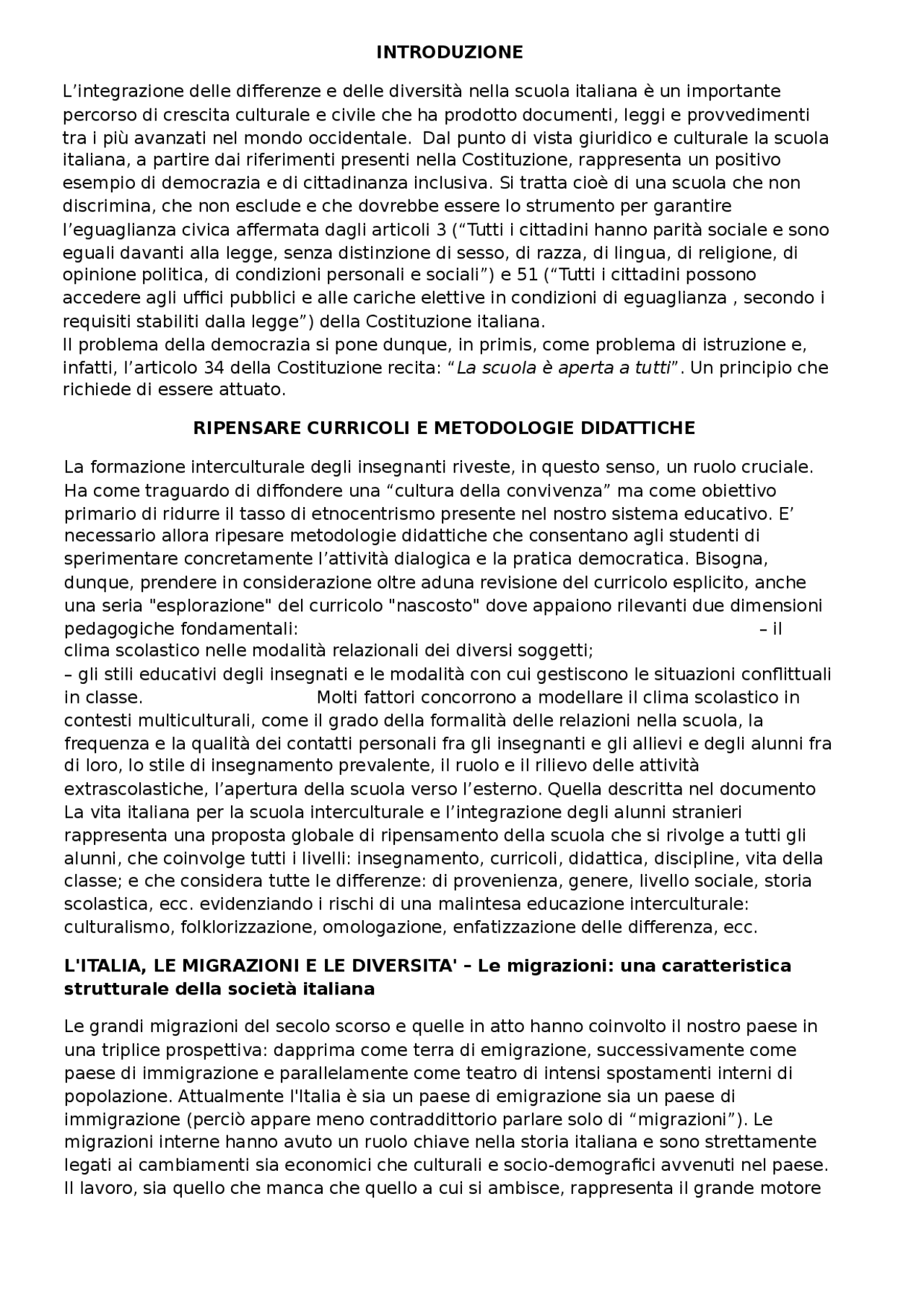 Il Mondo A Scuola Per Uneducazione Interculturale Docsity