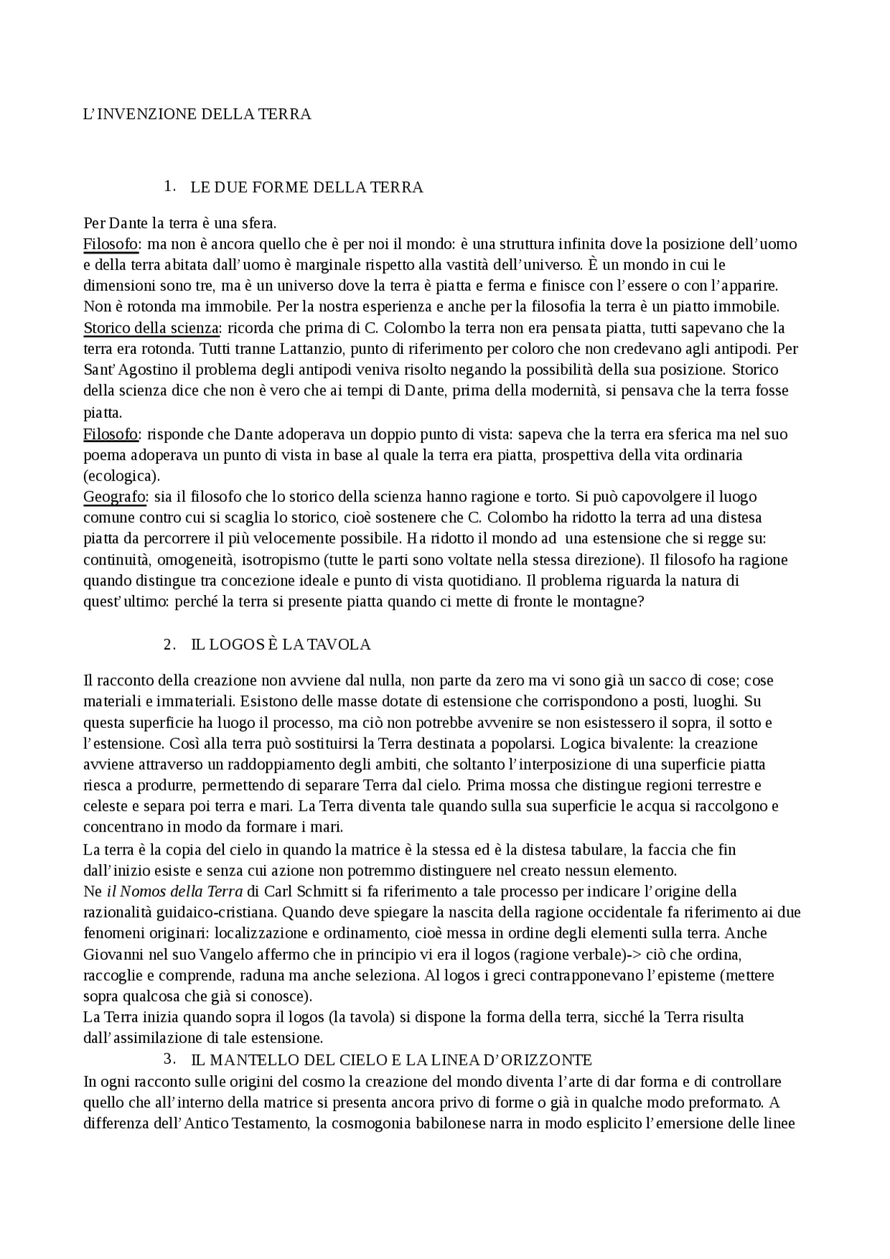 Linvenzione Della Terra Farinelli Docsity
