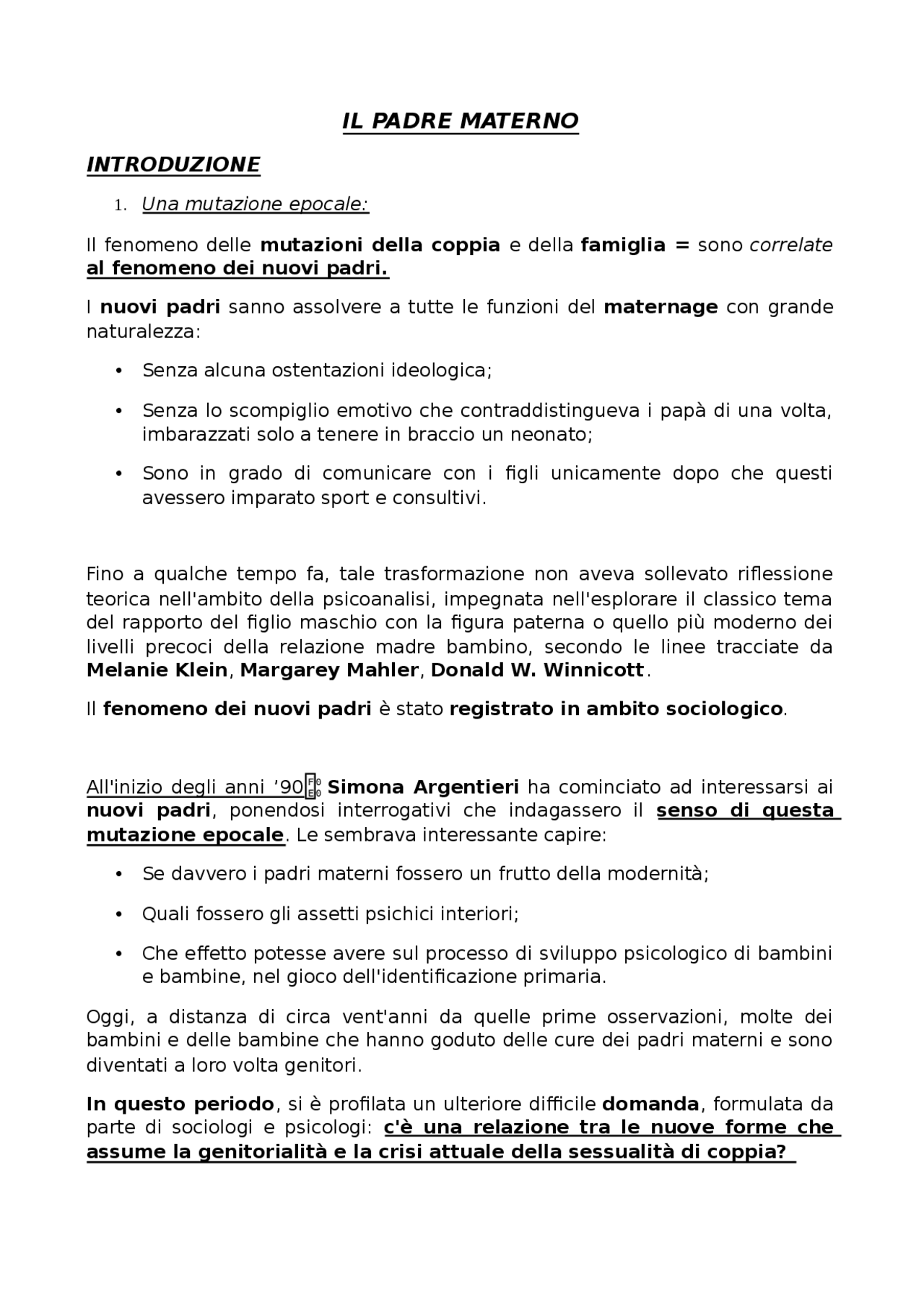 Il Padre Materno Di Simona Argentieri Docsity