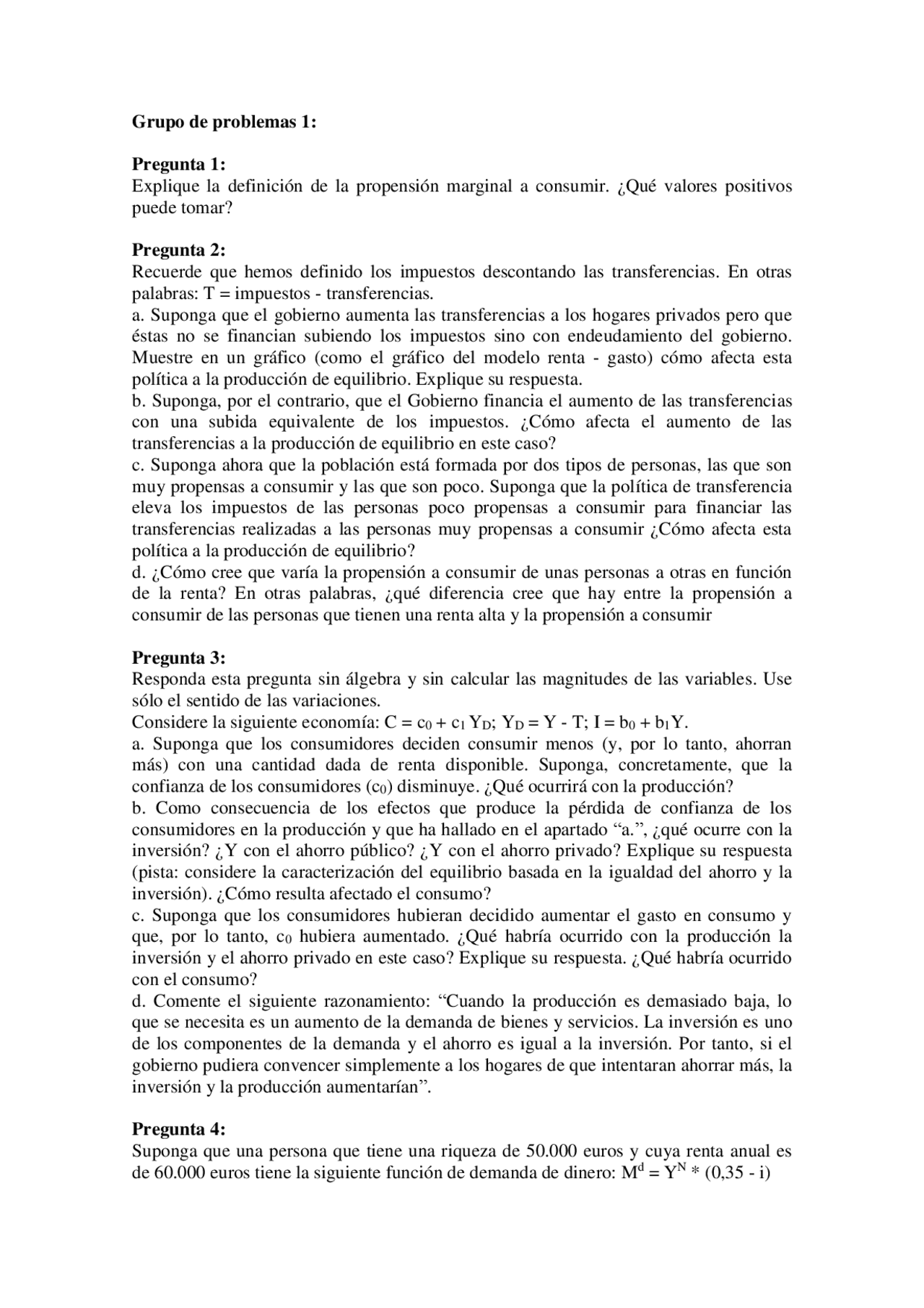 Problem Set I Macroeconomía I Apuntes De Macroeconomía Docsity