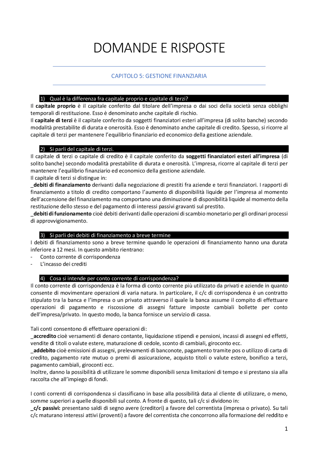 Domande E Risposte Global Accounting Docsity