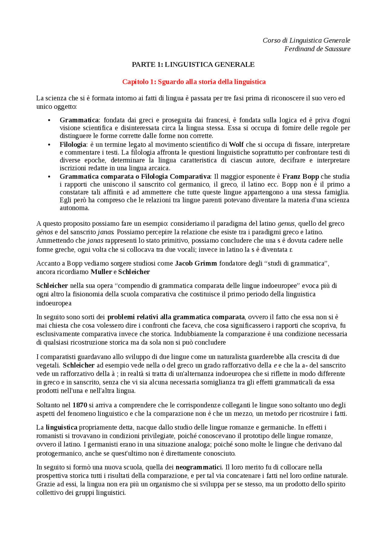 Riassunto Libro De Saussure Appunti Di Glottologia Docsity