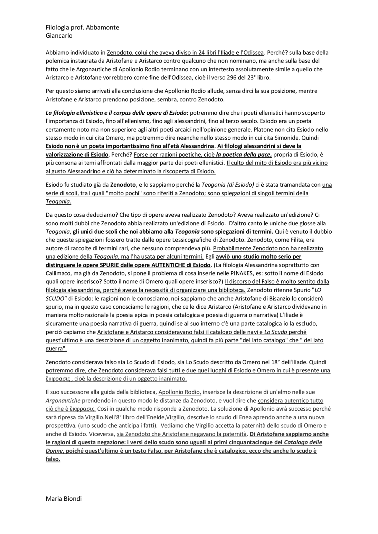 Filologia Classica Appunti Docsity