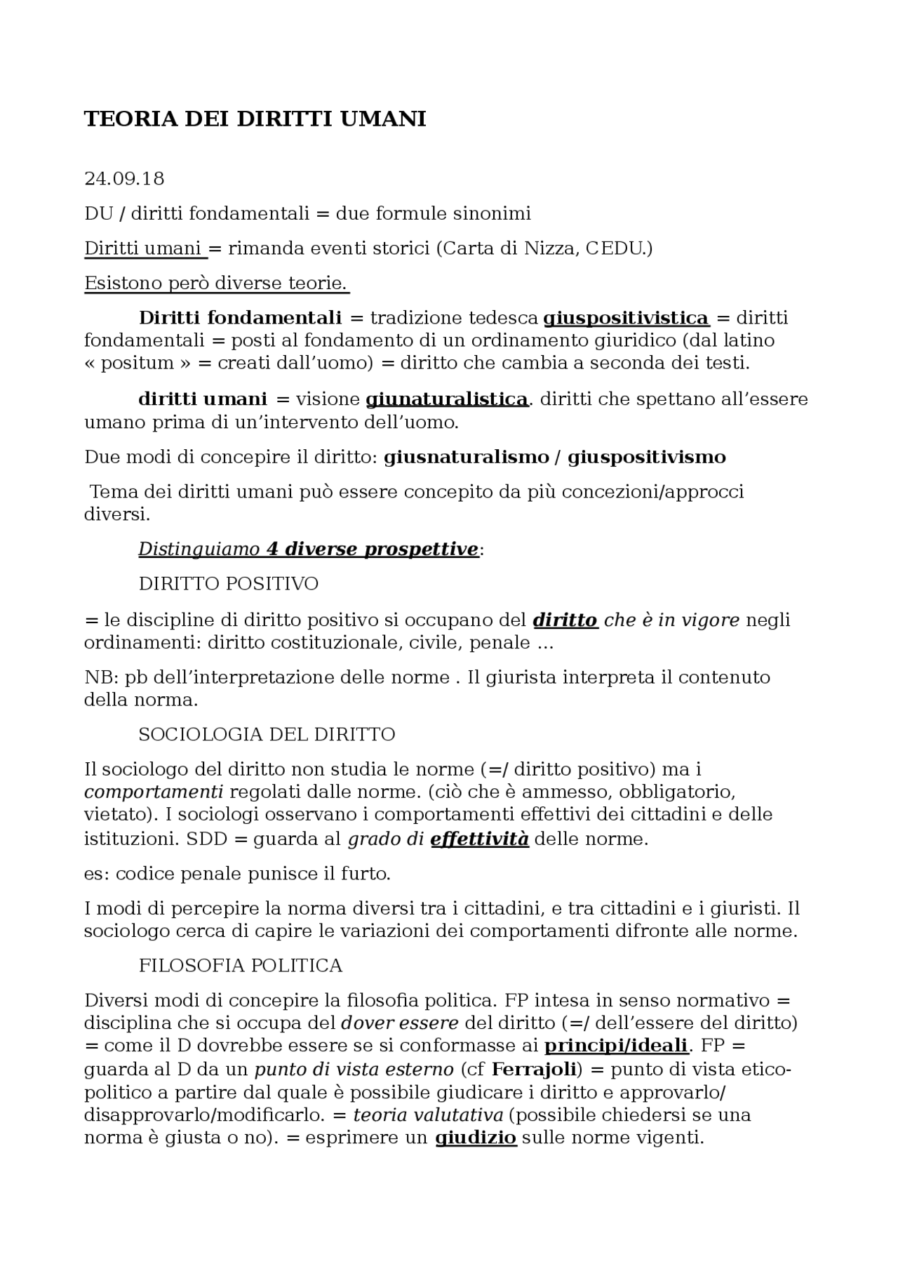 Teoria Dei Diritti Umani Notes De Teoria Del Diritto E Dell