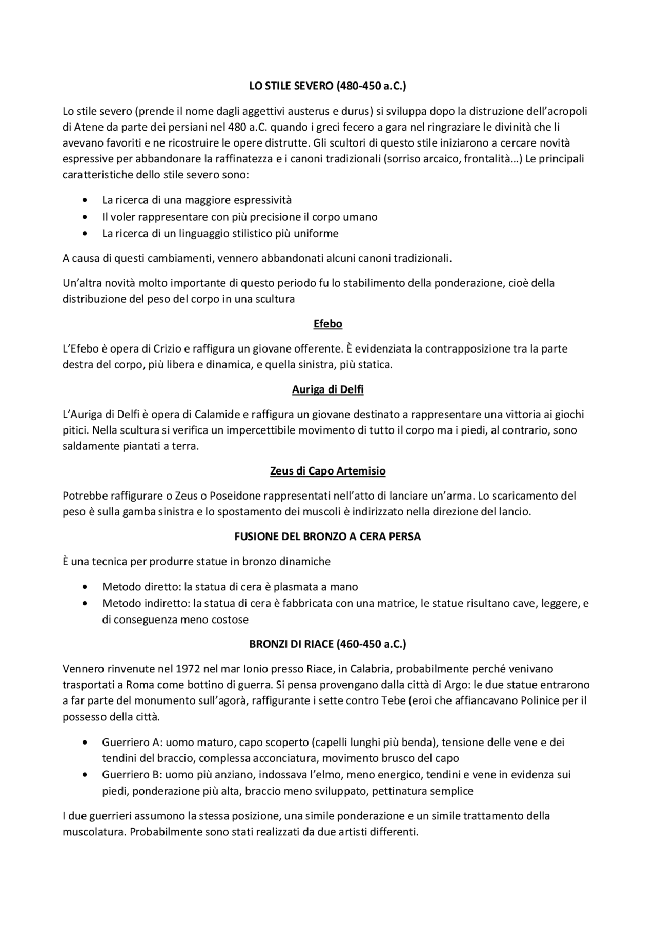 Lo stile severo, classicismo, età ellenistica ARTISTI E OPERE | Sintesi ...