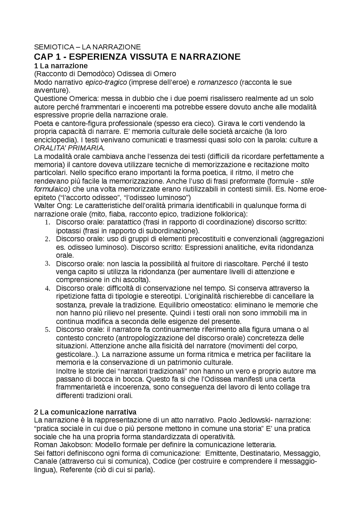 Riassunto Di La Narrazione Andrea Bernardelli Docsity