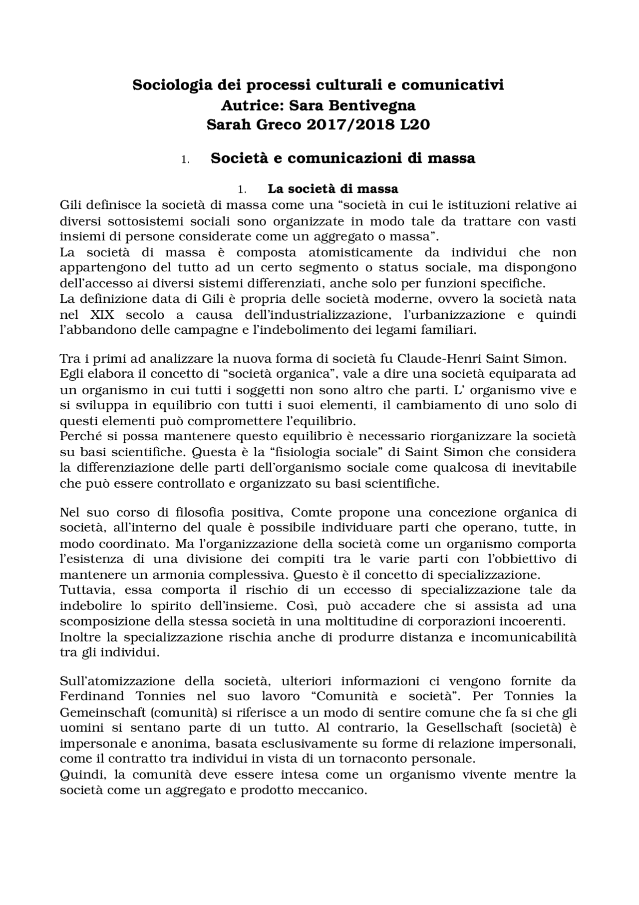 Riassunto Teorie Della Comunicazione Sara Bentivegna Docsity