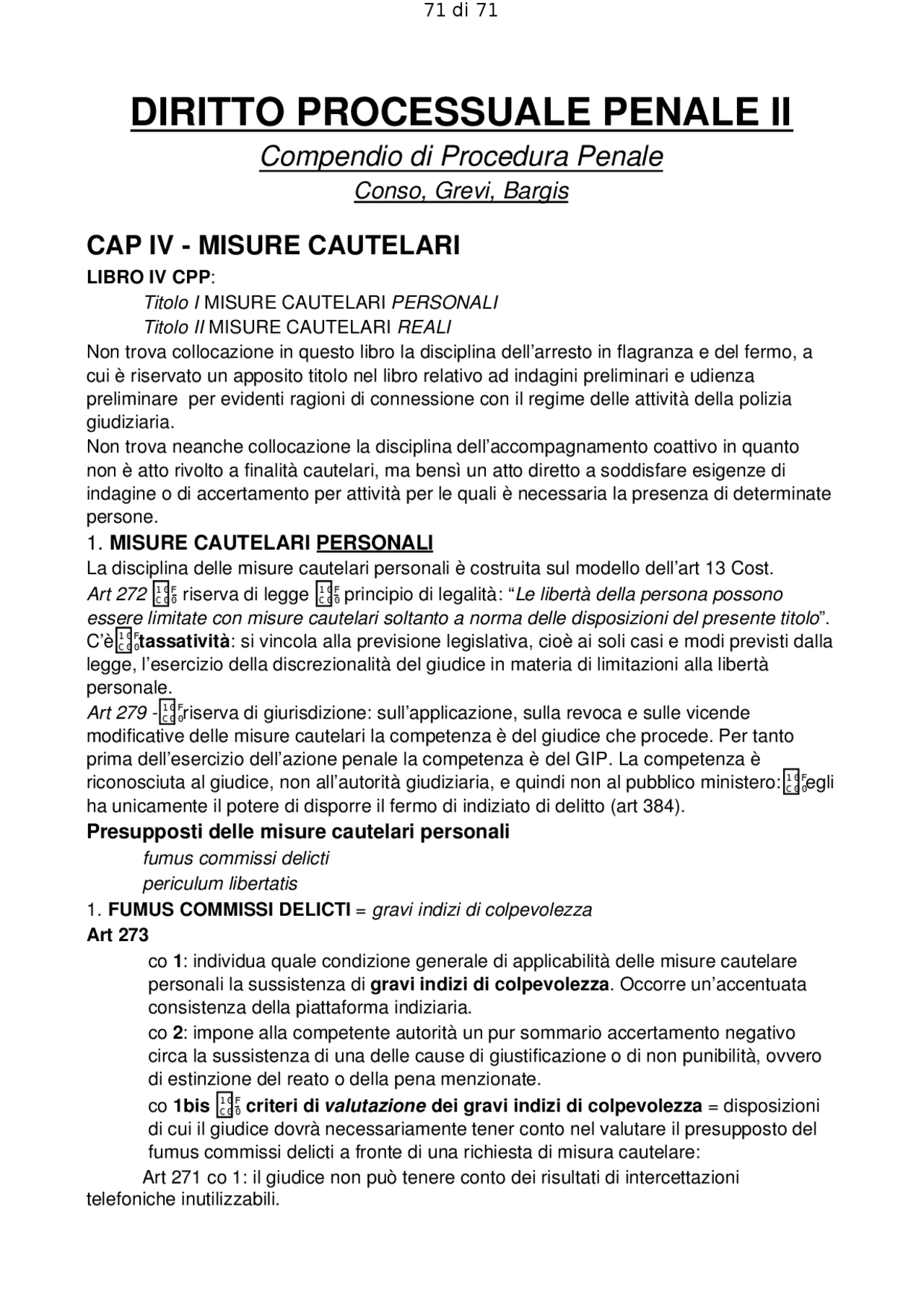 Procedura Penale Ii Riassunto Manuale Conso Grevi Docsity