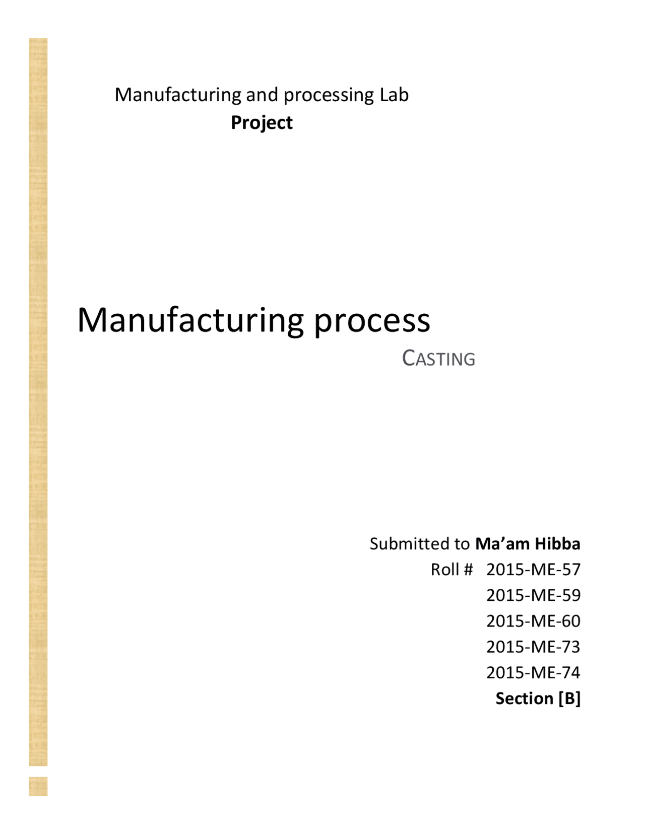 Casting Manufacturing Process - Docsity