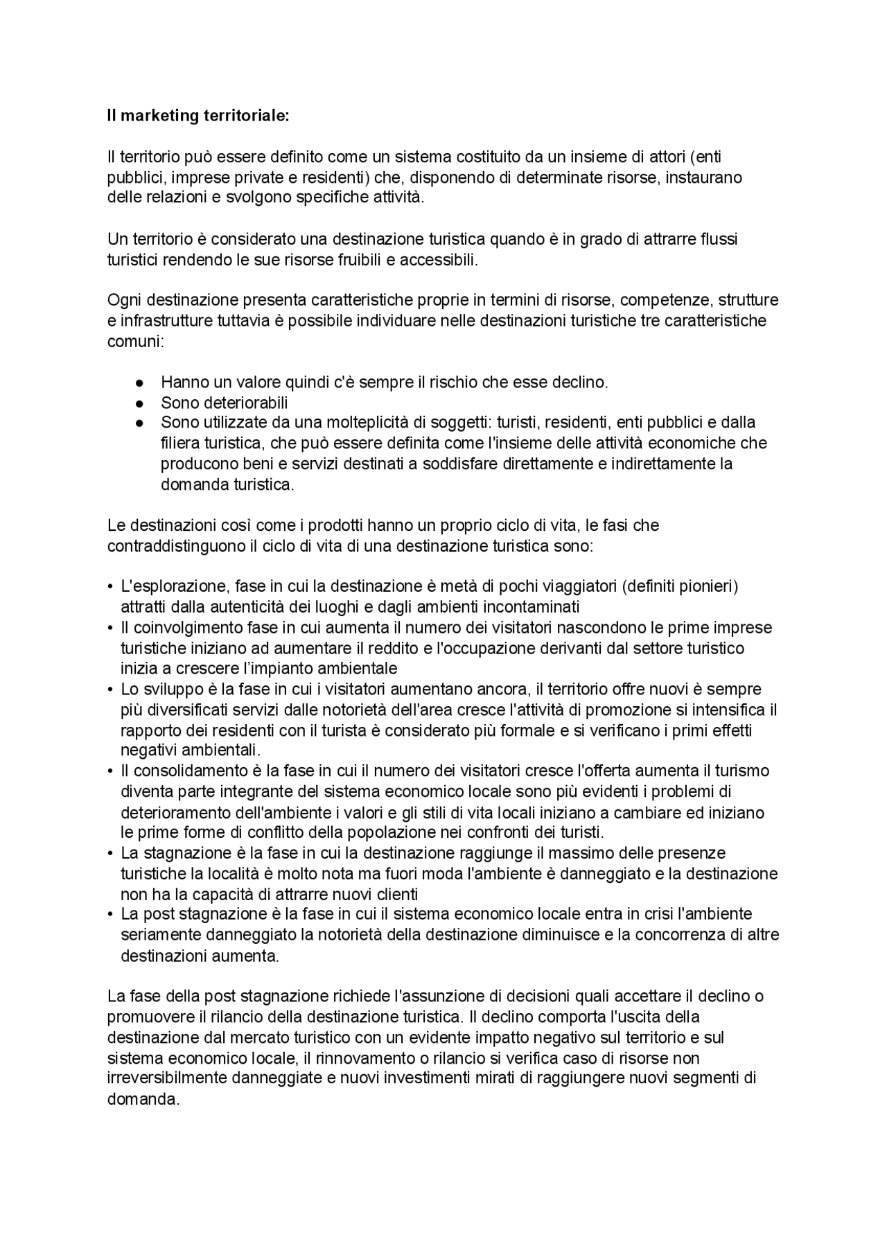 Scelta Turismo 3 Modulo D Marketing Territoriale Riassunto Docsity
