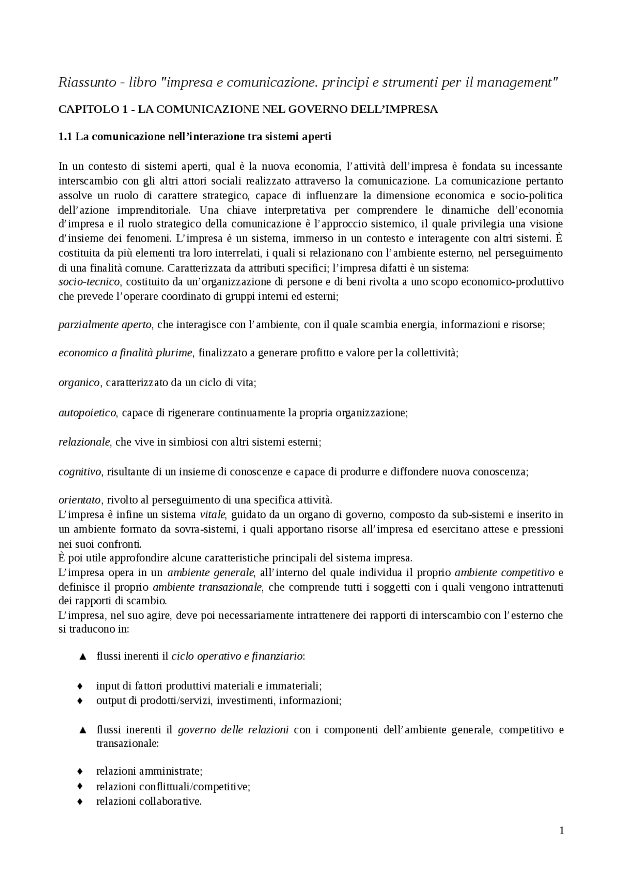 Riassunto Impresa E Comunicazione Pastore Docsity