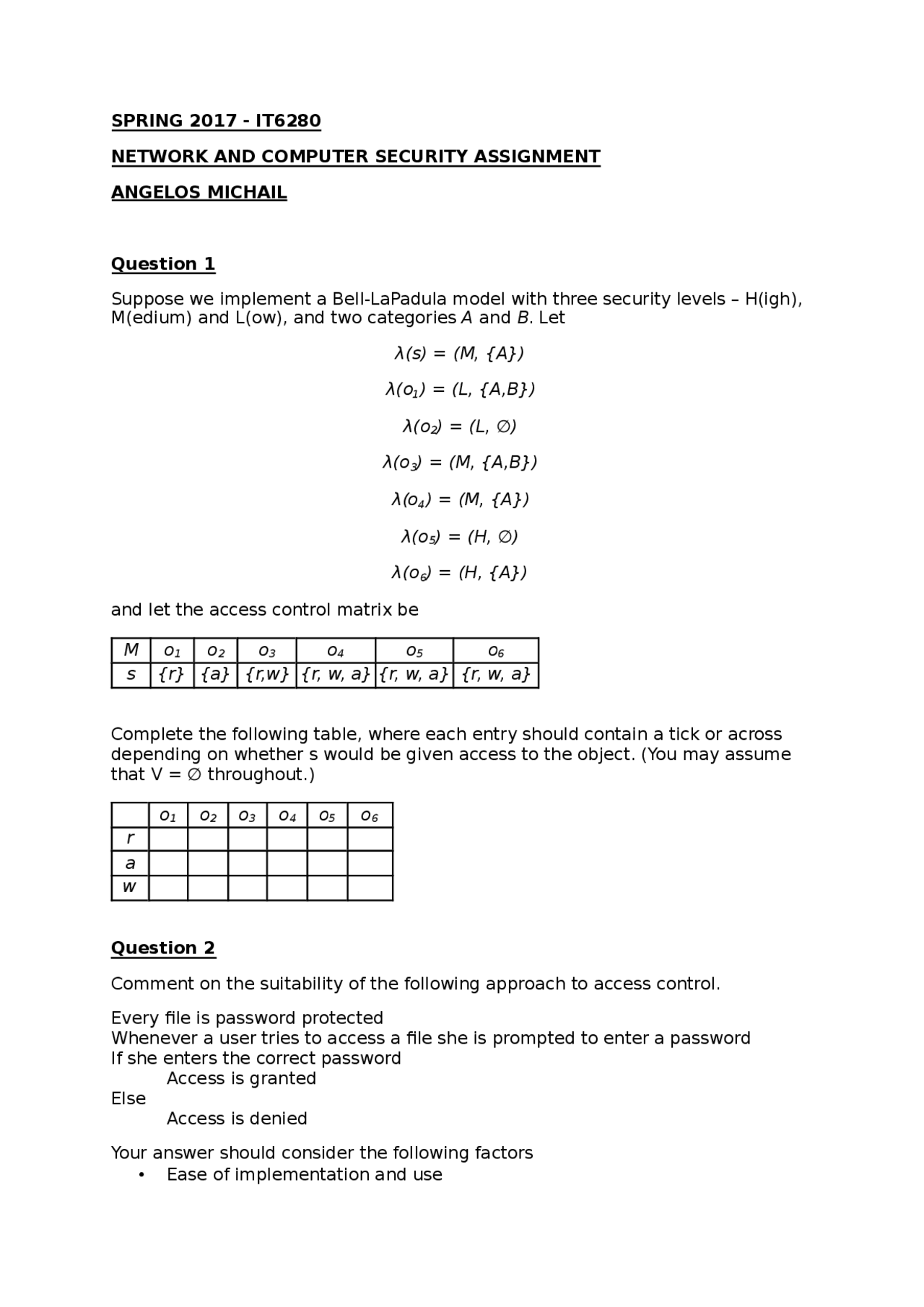 NETWORK AND COMPUTER SECURITY ASSIGNMENT - Docsity