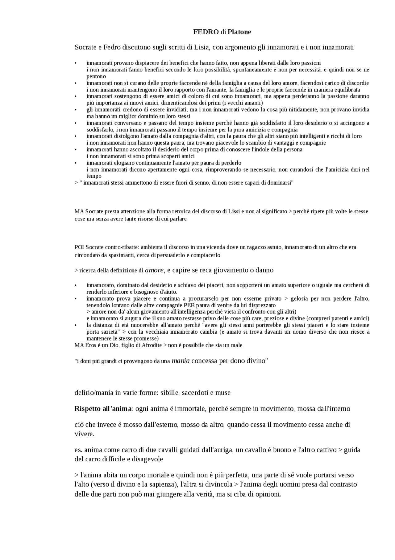 Platone Fedro Riassunto Docsity