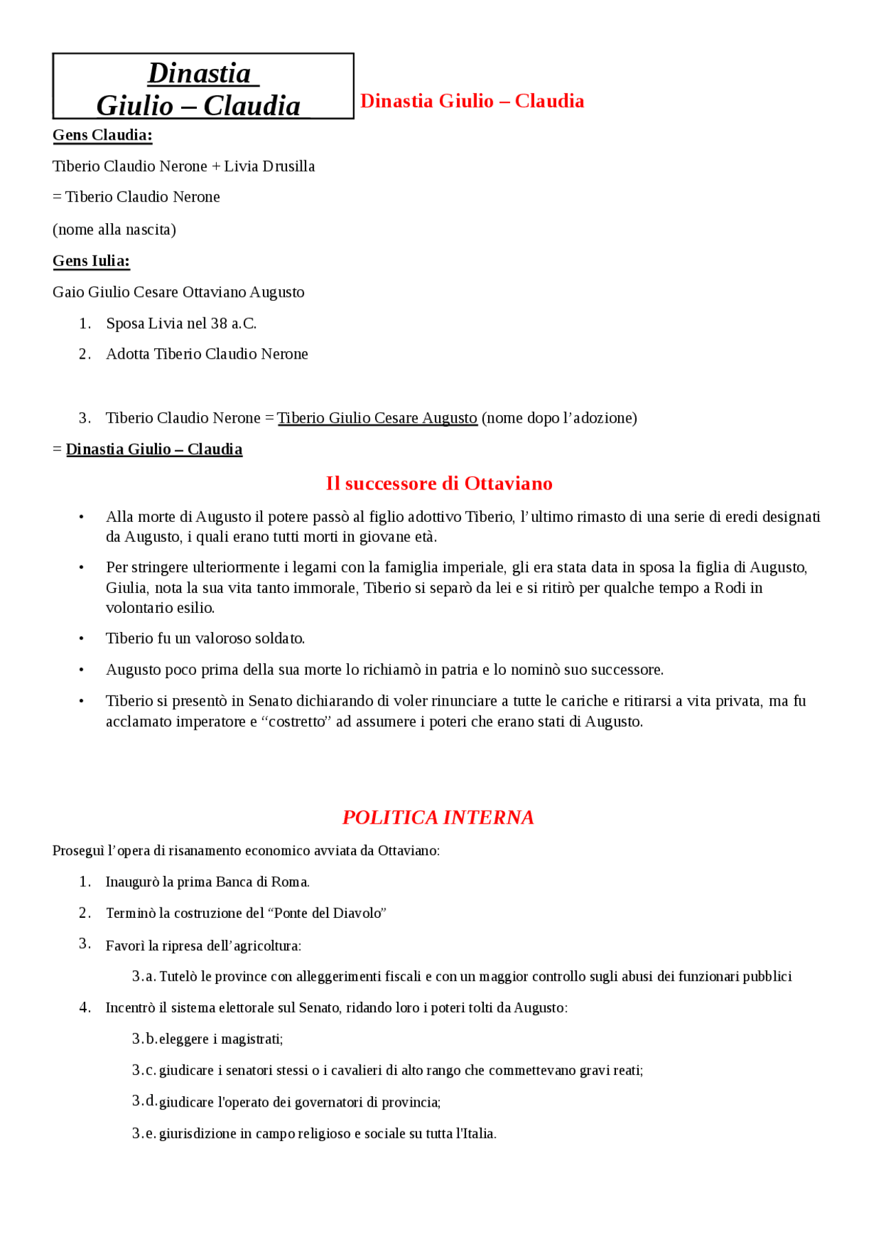 La Vita Dellimperatore Tiberio Docsity