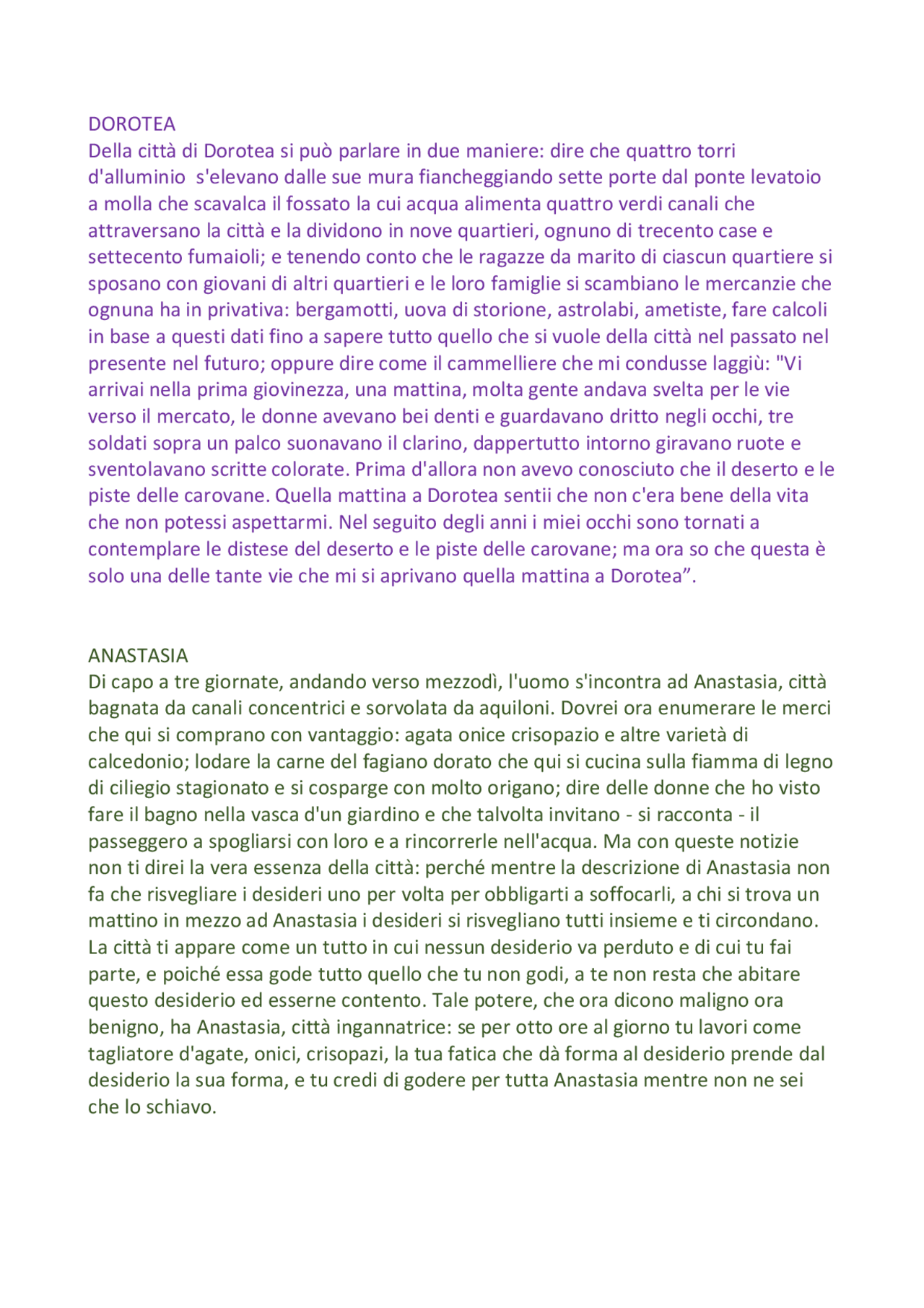 Temi La Città Invisibile Docsity