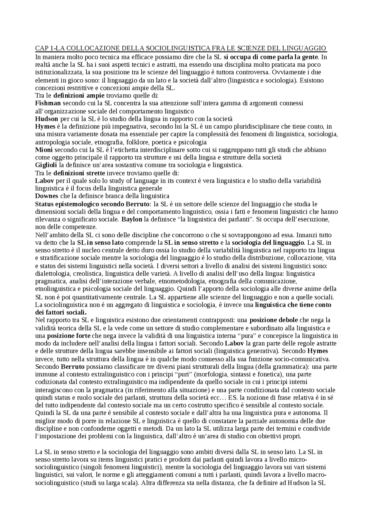 Riassunti Linguistica E Repertorio Pompei Roma Tre Docsity