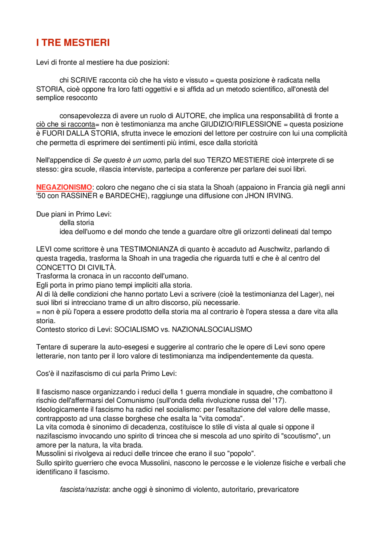 Riassunto libro “Primo Levi” di Enrico Palandri | Sintesi del corso di ...