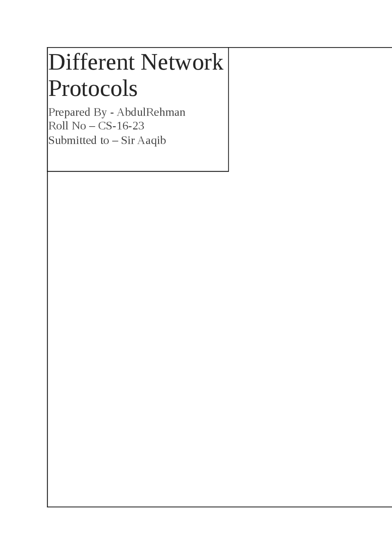 Different Network Protocols Docsity