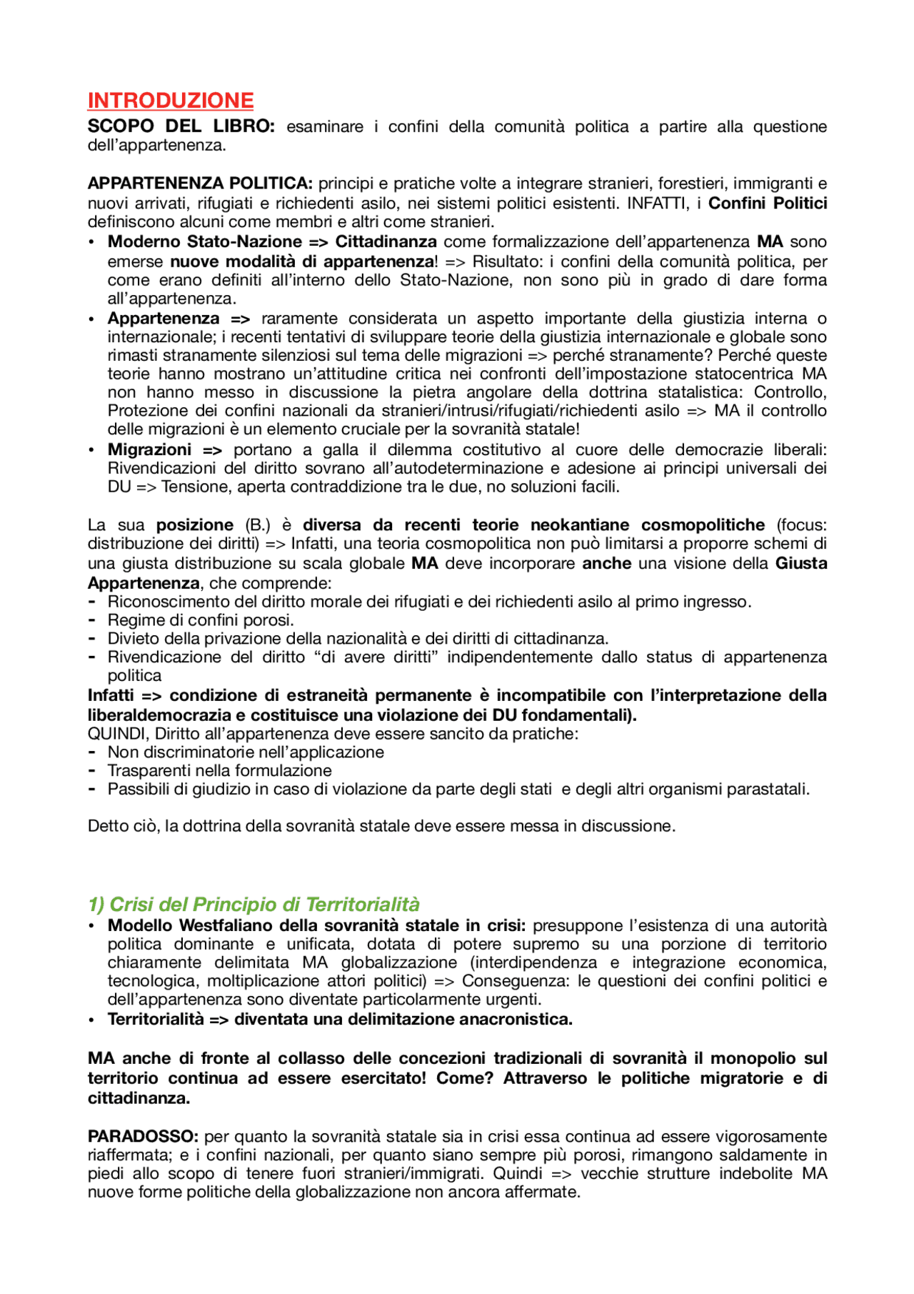 Seyla Benhabib I Diritti Degli Altri Riassunto Docsity