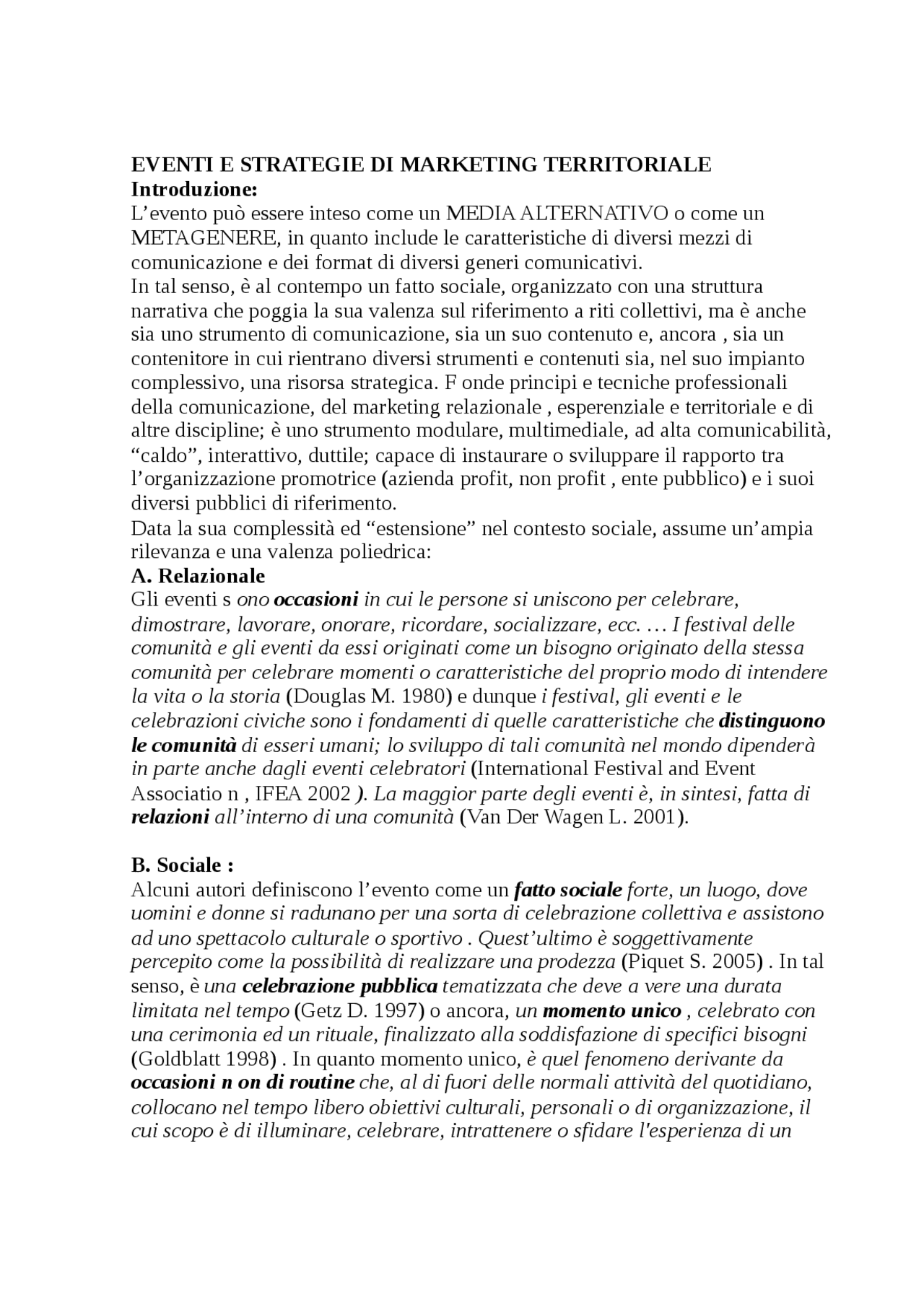 Eventi E Strategie Di Marketing Territoriale Schemi E Mappe