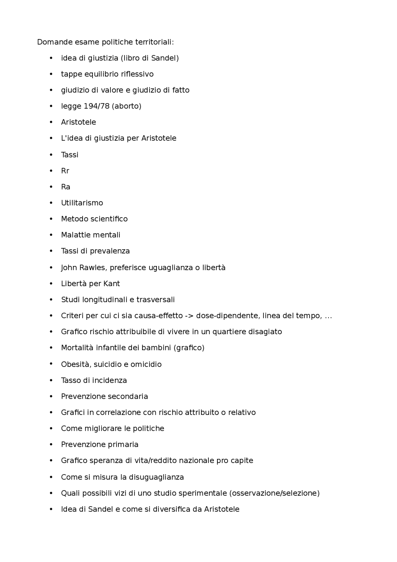 Domande Esame Politiche Territoriali Docsity