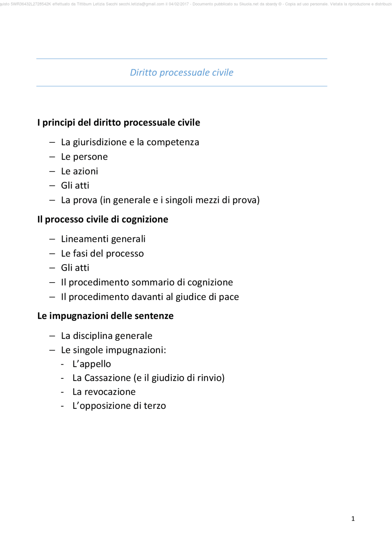 Riassunti Diritto Processuale Civile Libro Liebman Docsity